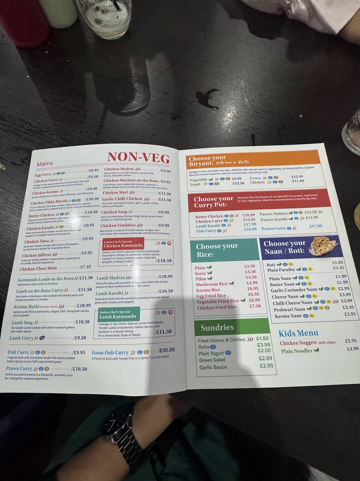 Menu at 3 Kilns restaurant, Leicester