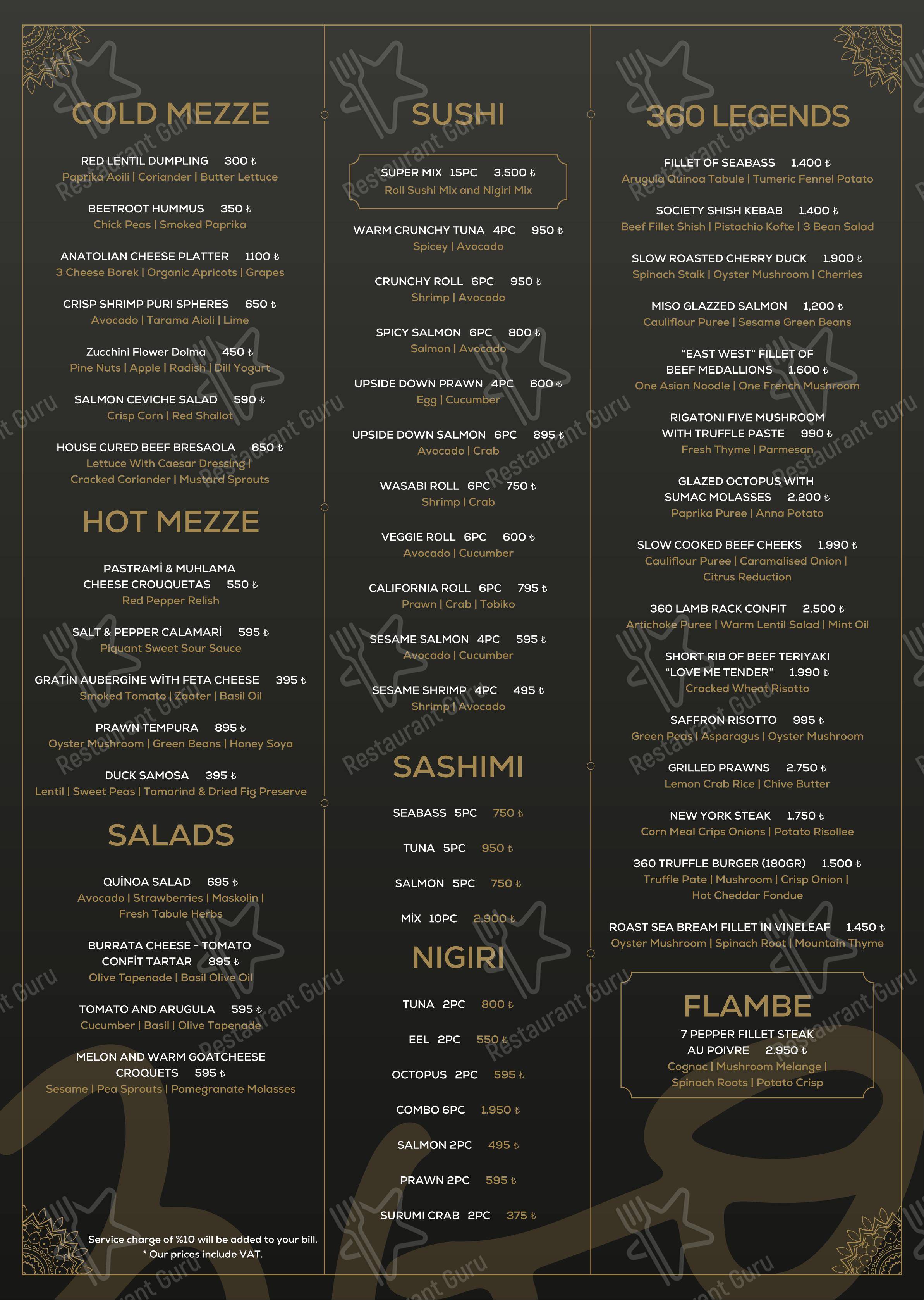 Menu at 360 Istanbul pub & bar, Istanbul, Tomtom Mah. İstiklal Cad. No ...