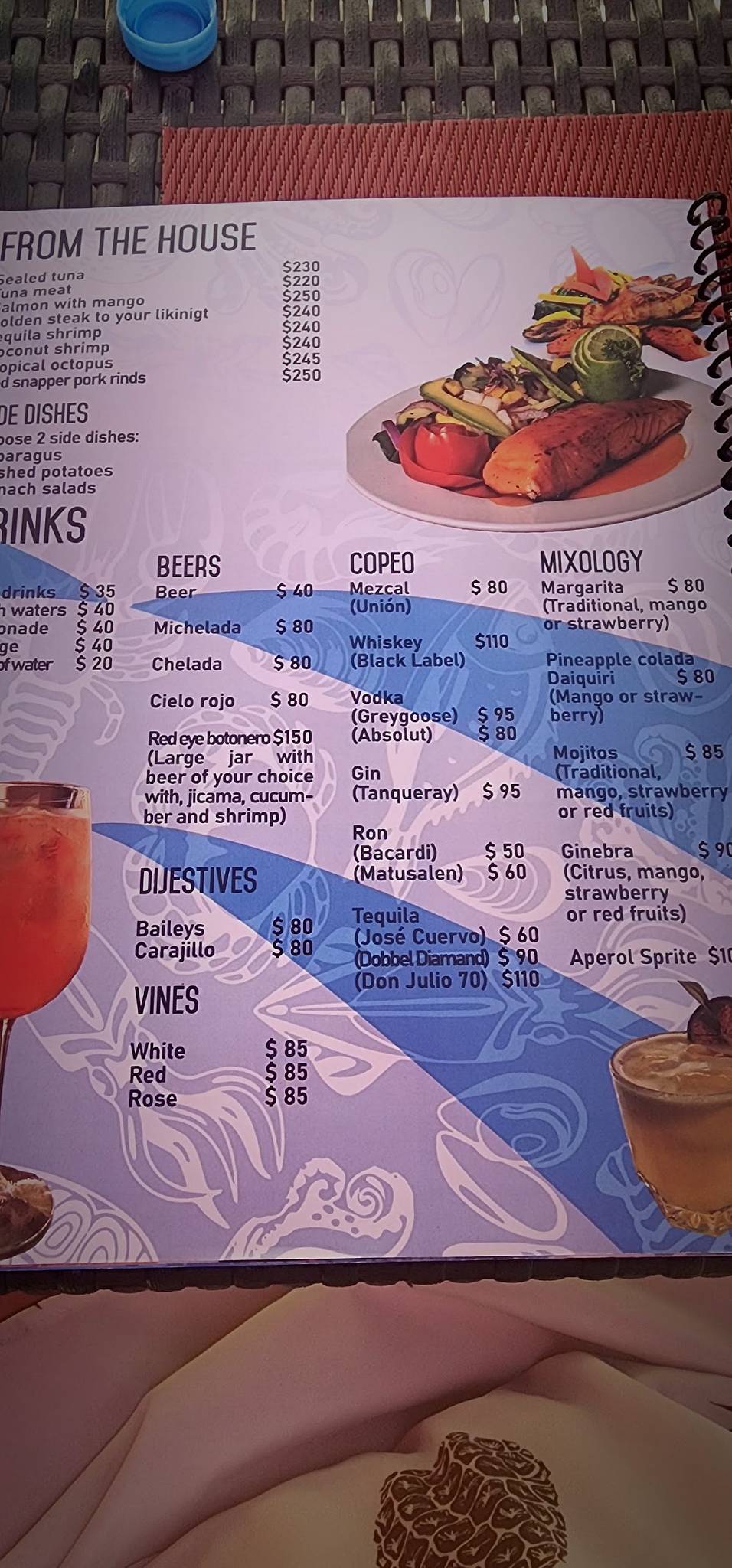 Carta del restaurante 4 Mares, Puerto Vallarta