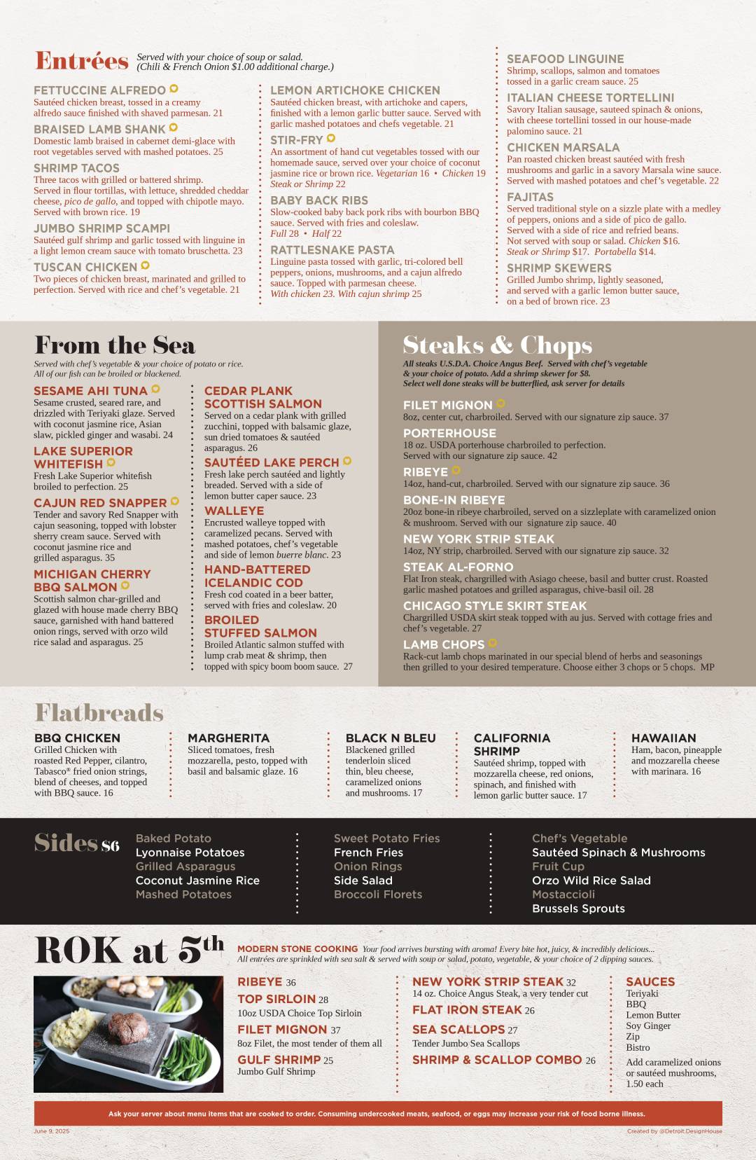Menu at 5th Tavern Bloomfield restaurant, Bloomfield Township