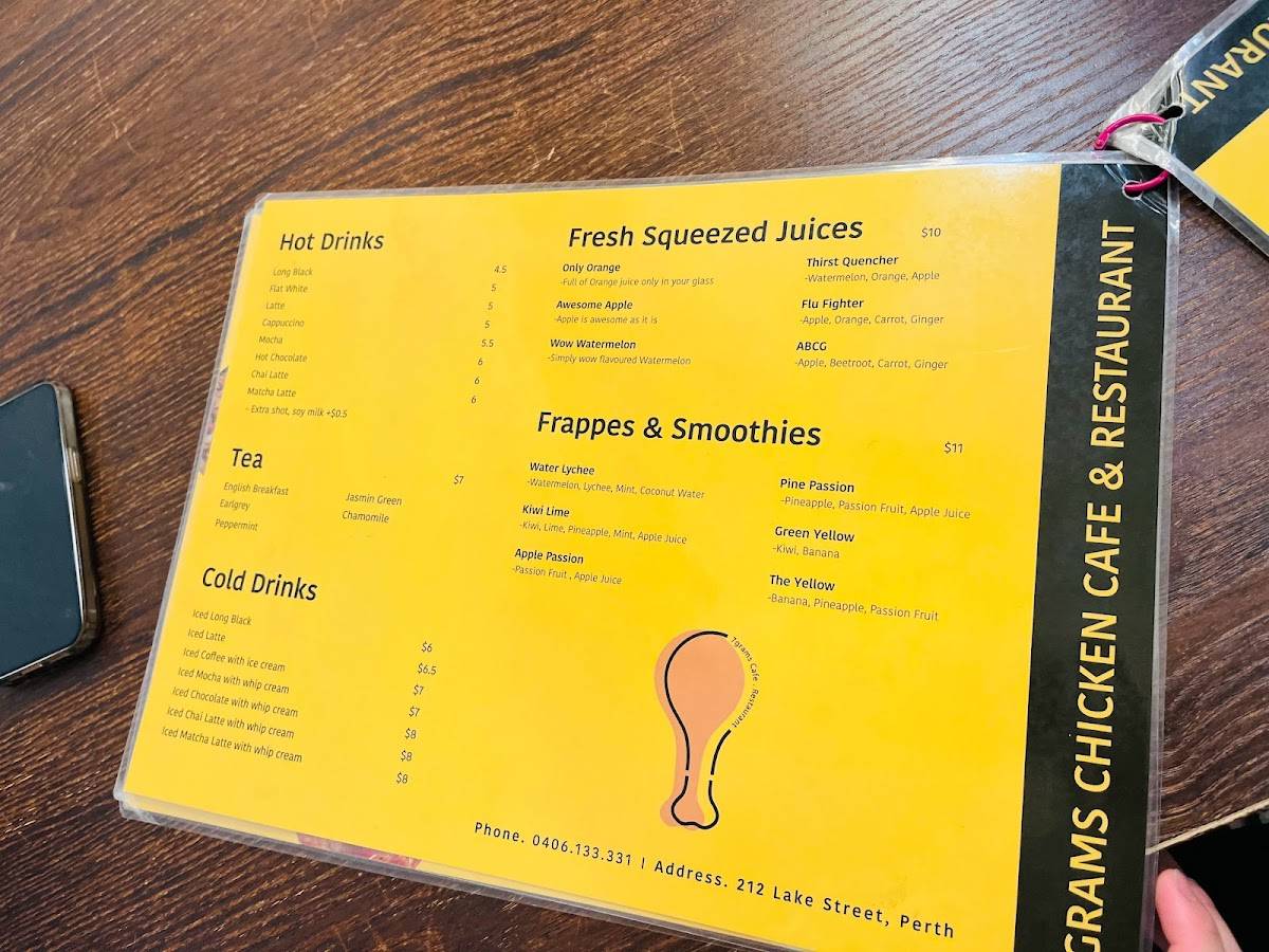 Menu at 7 Grams Restaurant, North Perth