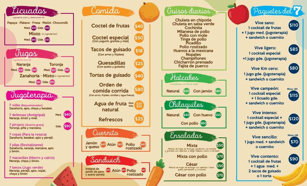 Menu at 7x7 restaurant, Cancún