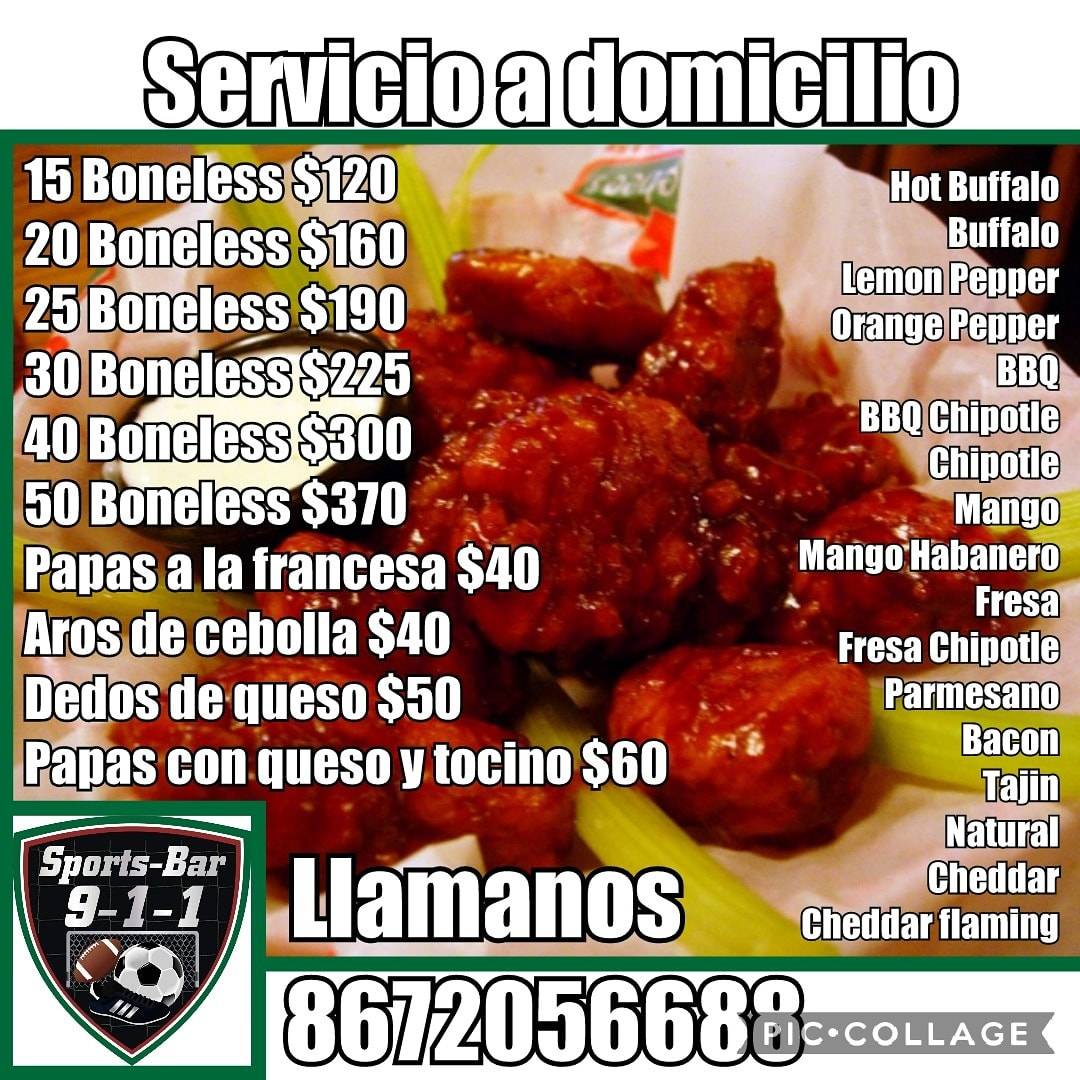 Menu at MB Boneless & Wings pub & bar, Nuevo Laredo