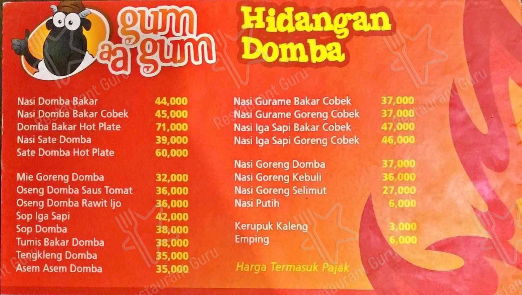 Menu at AA Gum Gum, Tangerang, Tangerang City Mall