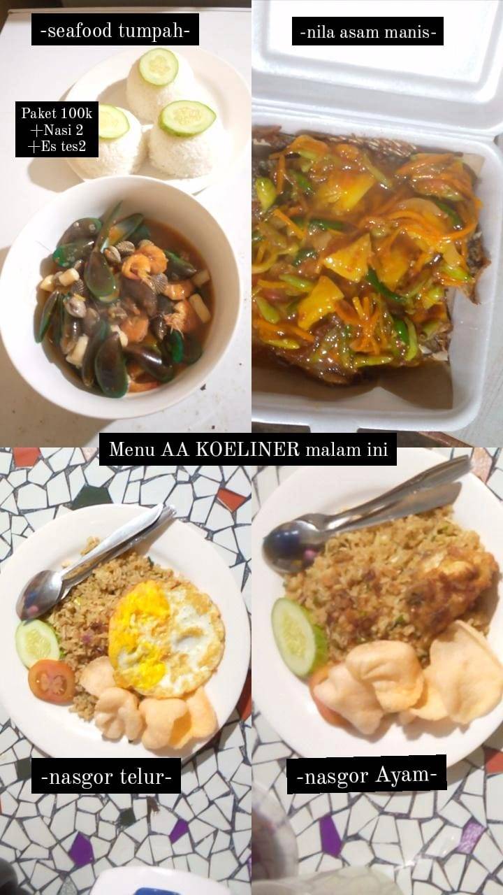 Menu at AA Koeliner restaurant, Indonesia