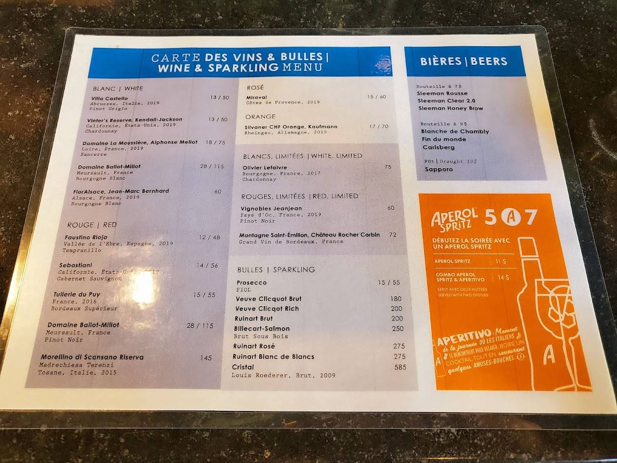 Menu at Terrasse R Montréal restaurant, Montréal