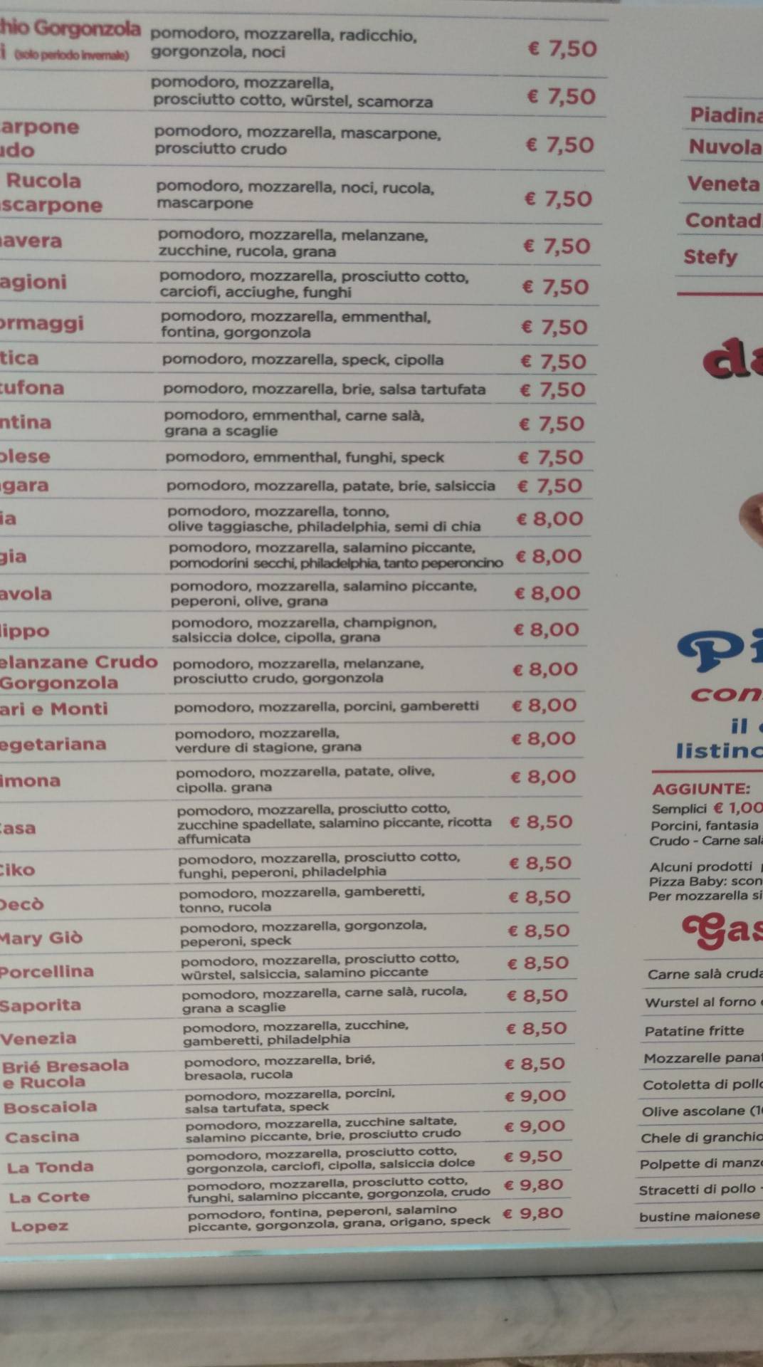 Menu da ARTE PIZZA pizzeria, Verona, Via Dei Reti 20A