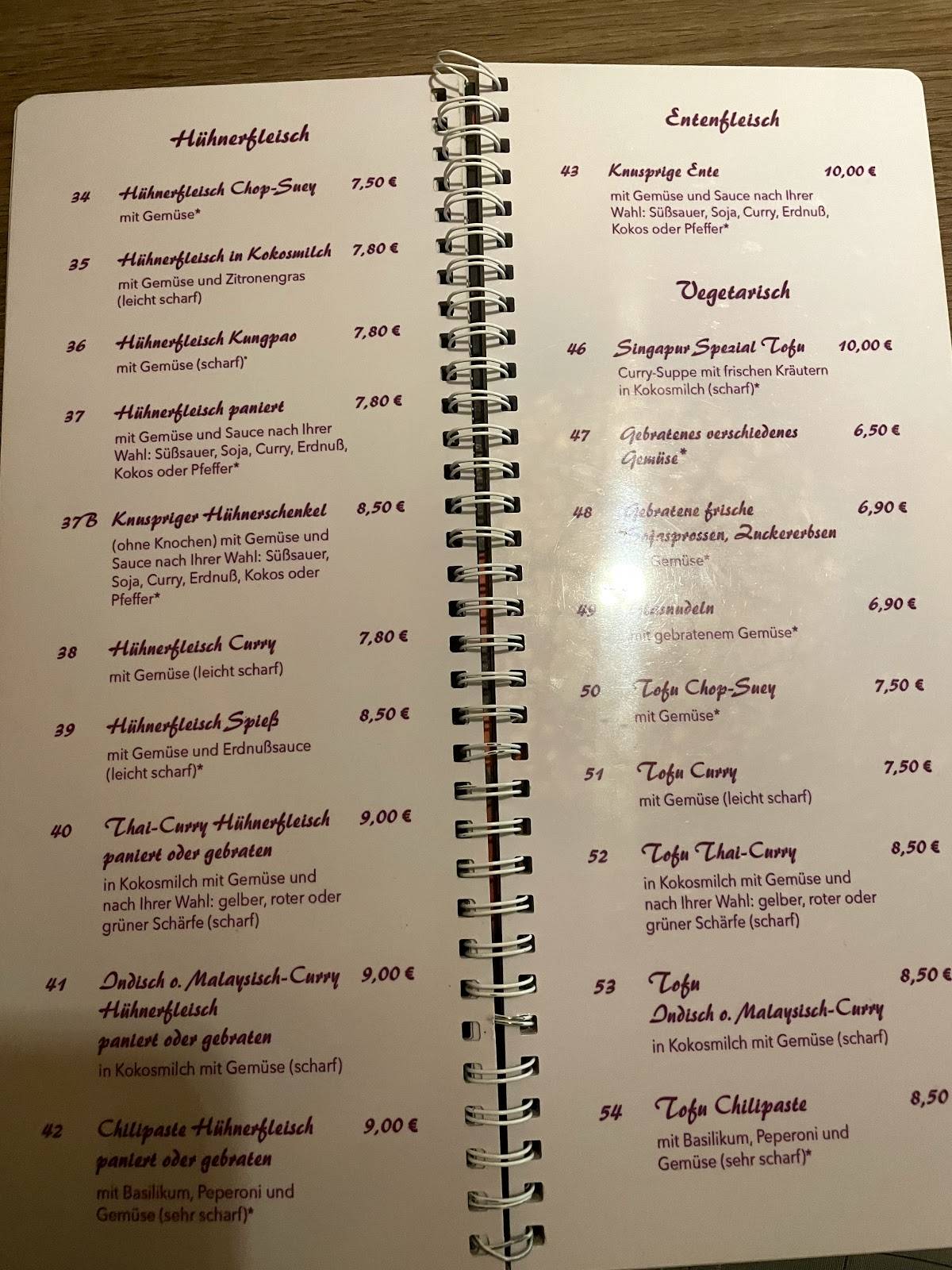 Speisekarte von Asia Viet Long Spezialität restaurant, Stuttgart