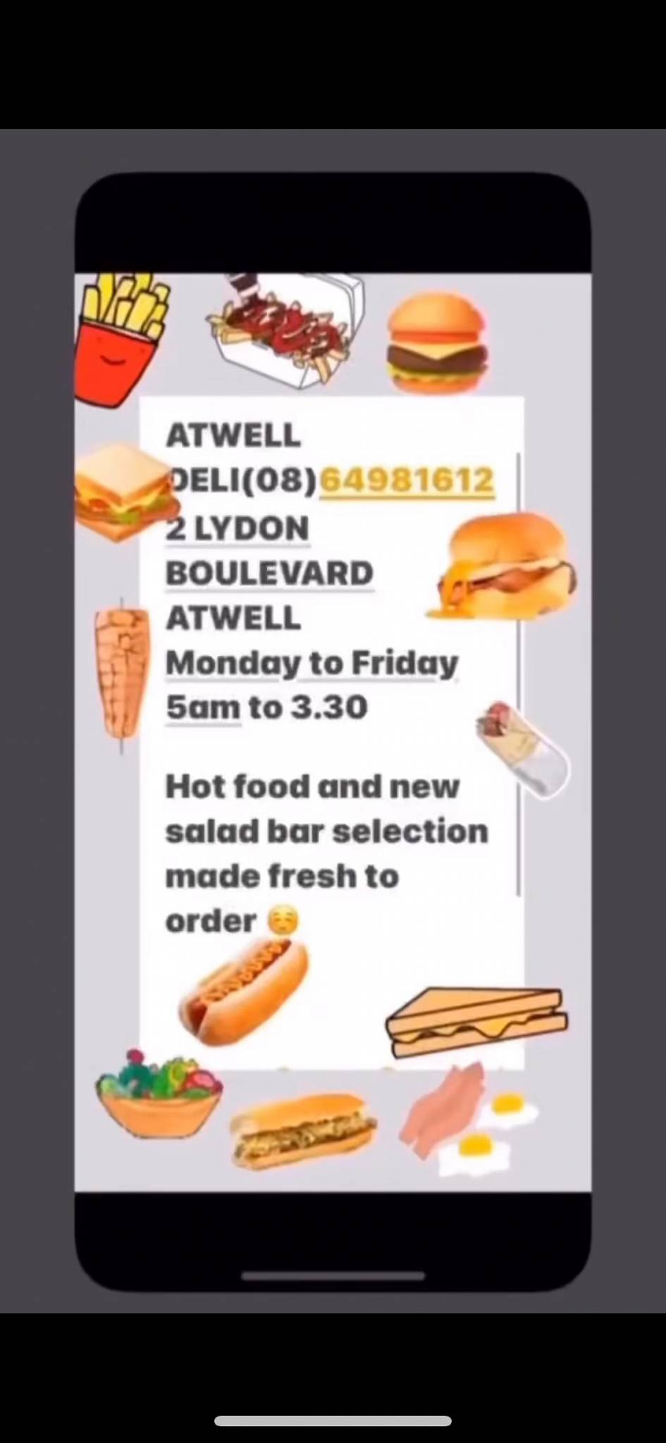 Carta de comida rápida ATWELL DELI, Atwell