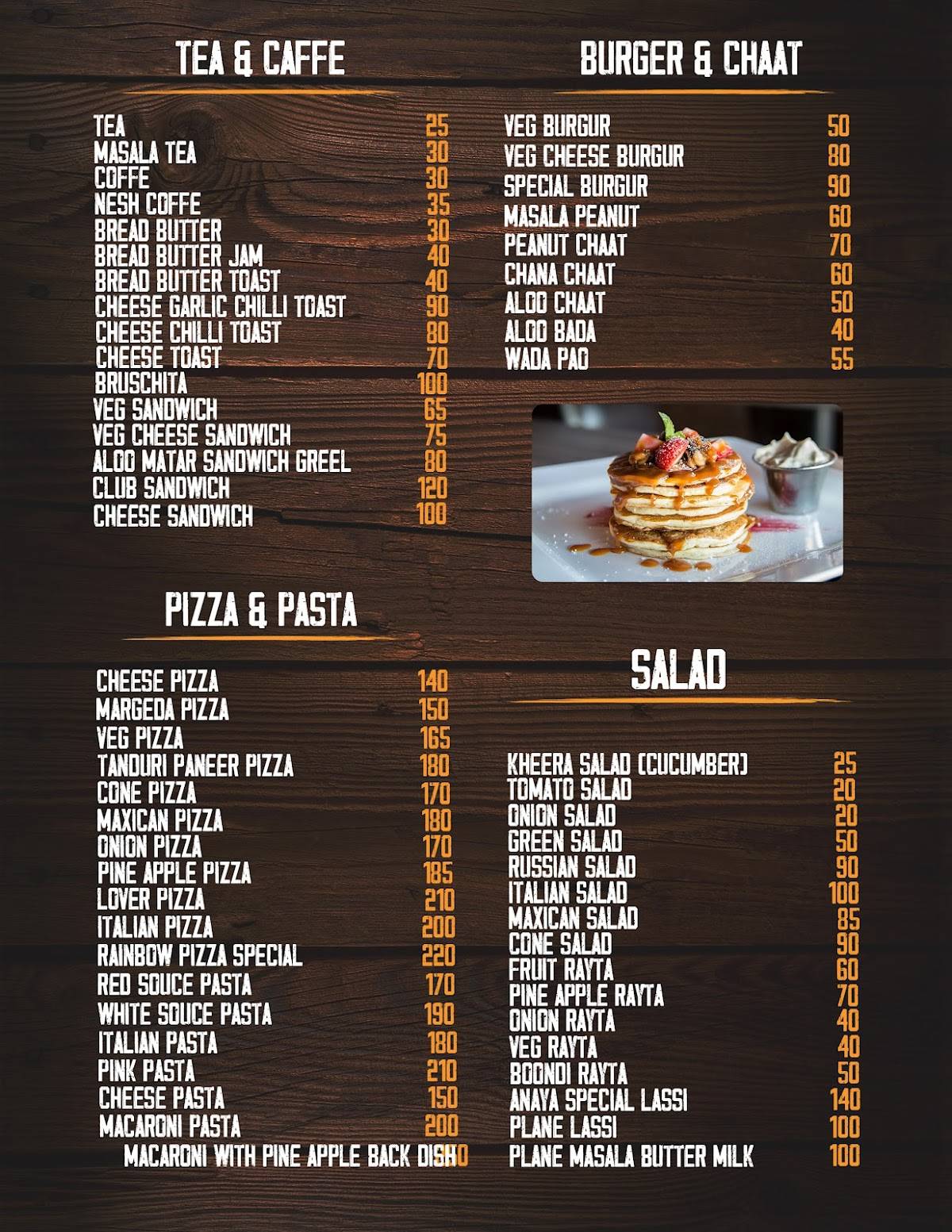 Menu at Aanya Food Cafe, Chitrakoot Dham