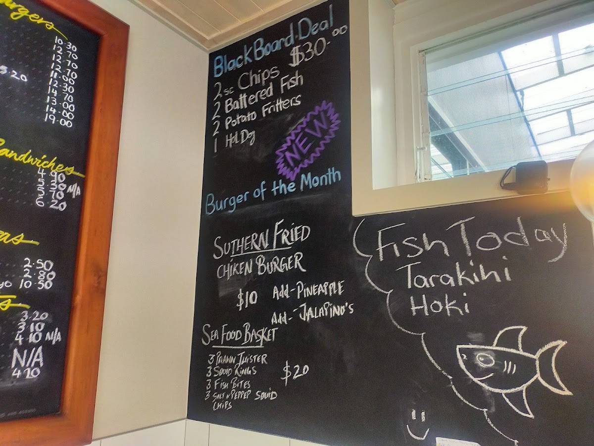 Menu at Aberdeen Fish Shop fast food, Gisborne