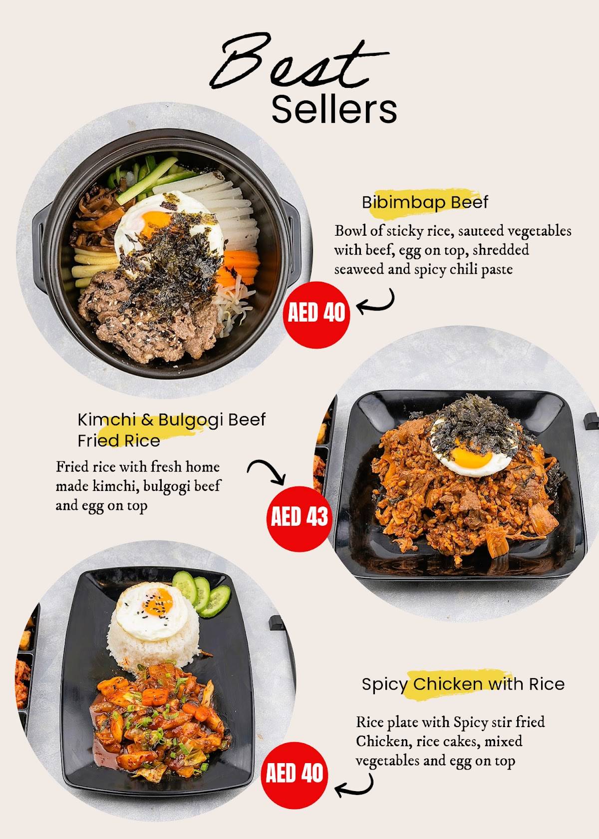 Carta de Korean Bowl Restaurant, Abu Dabi