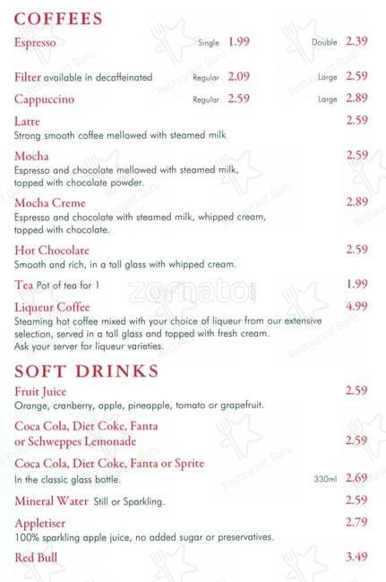 Menu at Adam's Rib restaurant, London, 23a Shaftesbury Ave