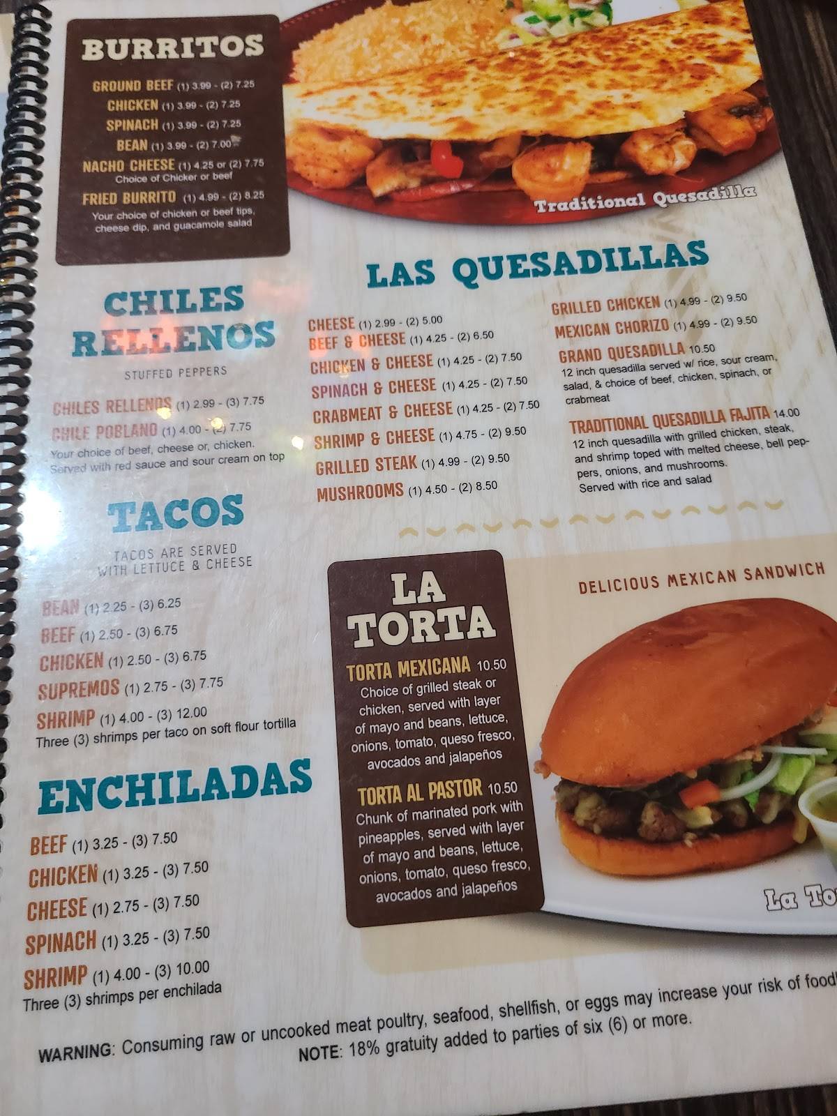 Menu at Adela's Mexican Kitchen steakhouse, Lancaster
