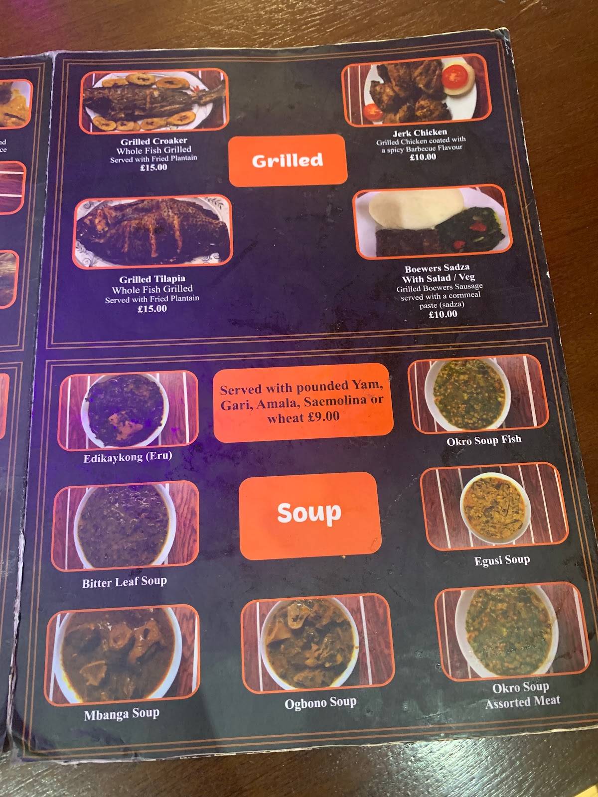 Menu at African Village Restaurant & Late Bar, Birmingham