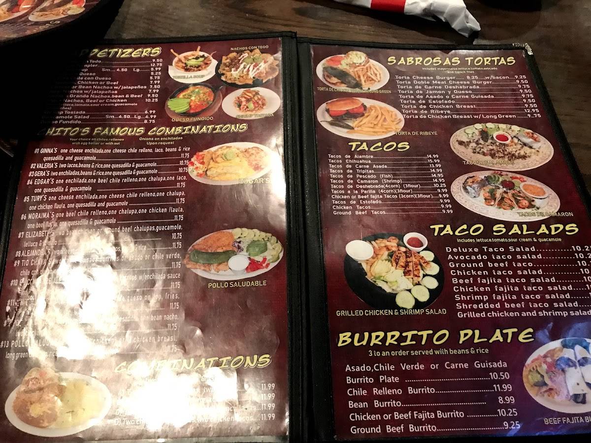 Menu at Ajuua's Mexican Restaurant, Midland