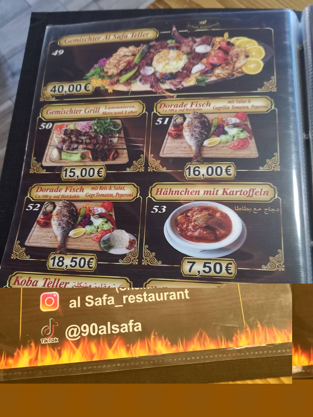 Speisekarte von Al Safa Restaurant (orientalische Küche), Bonn
