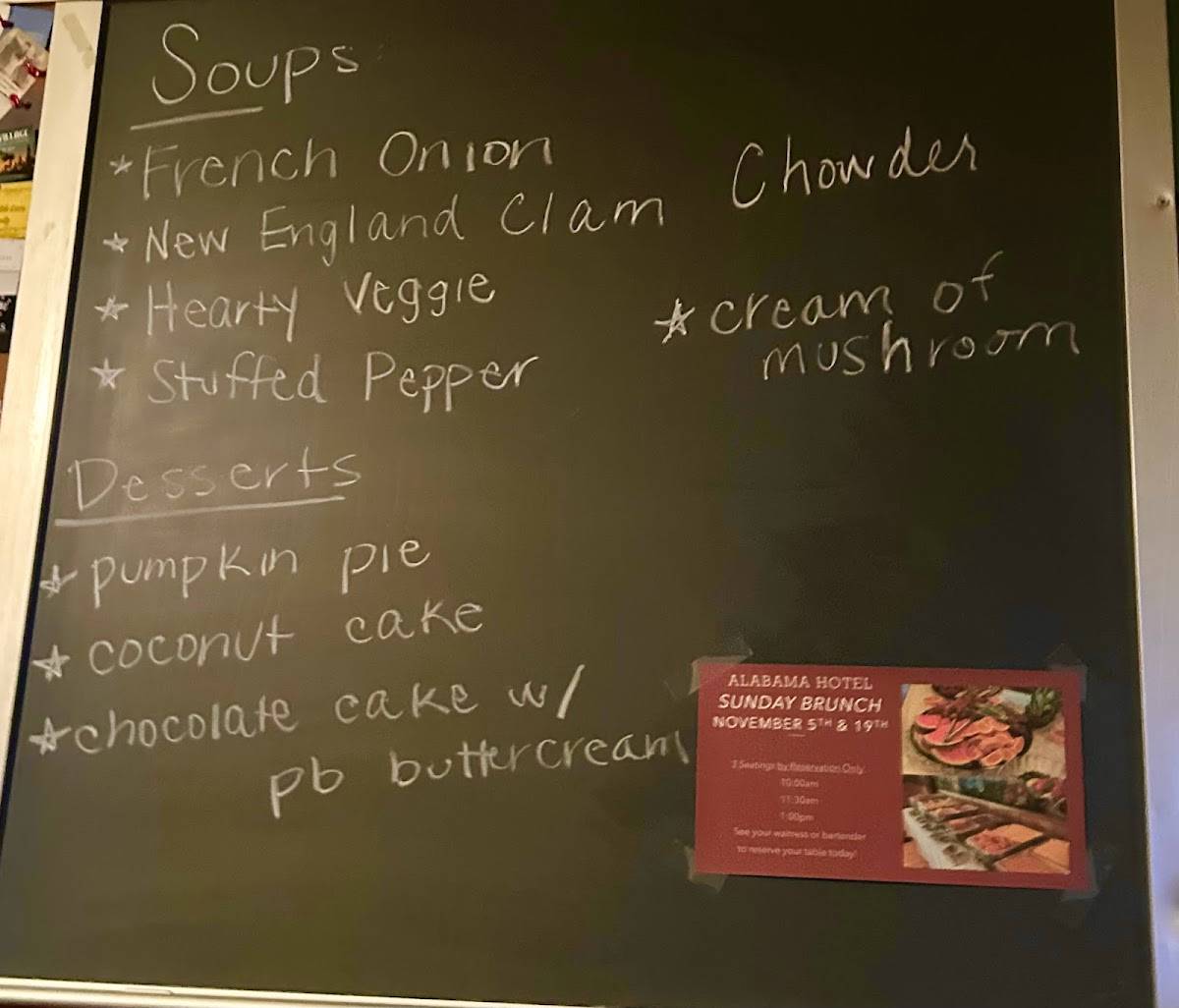 Menu at Alabama Hotel pub & bar, Basom, Lewiston Rd