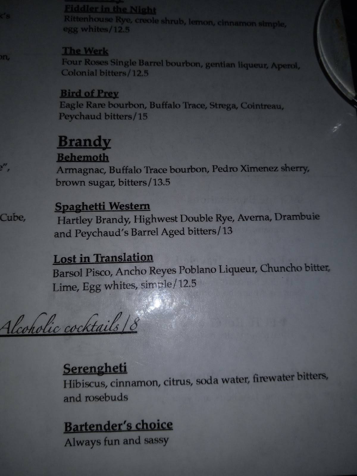 Menu at Alchemy Bistro & Bar, Port Townsend