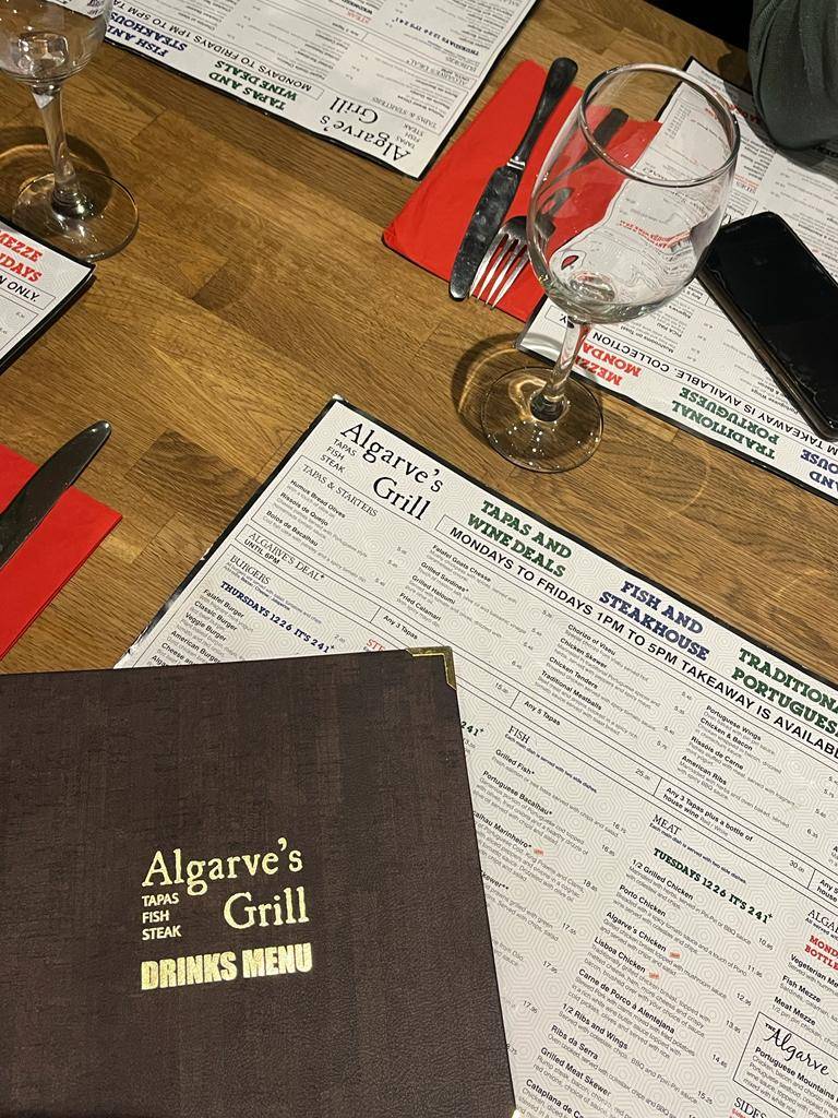 Menu at Algarve's Grill restaurant, Portsmouth