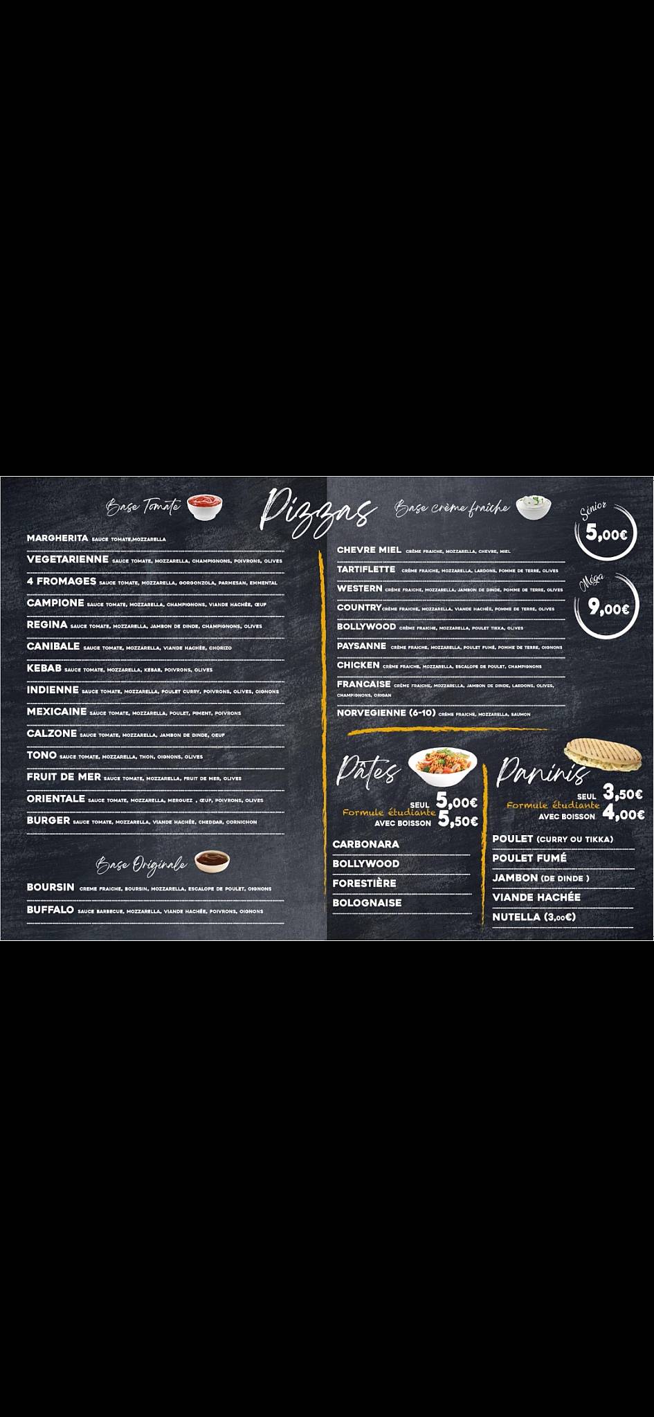 Menu at All 5 pizza restaurant, Creil