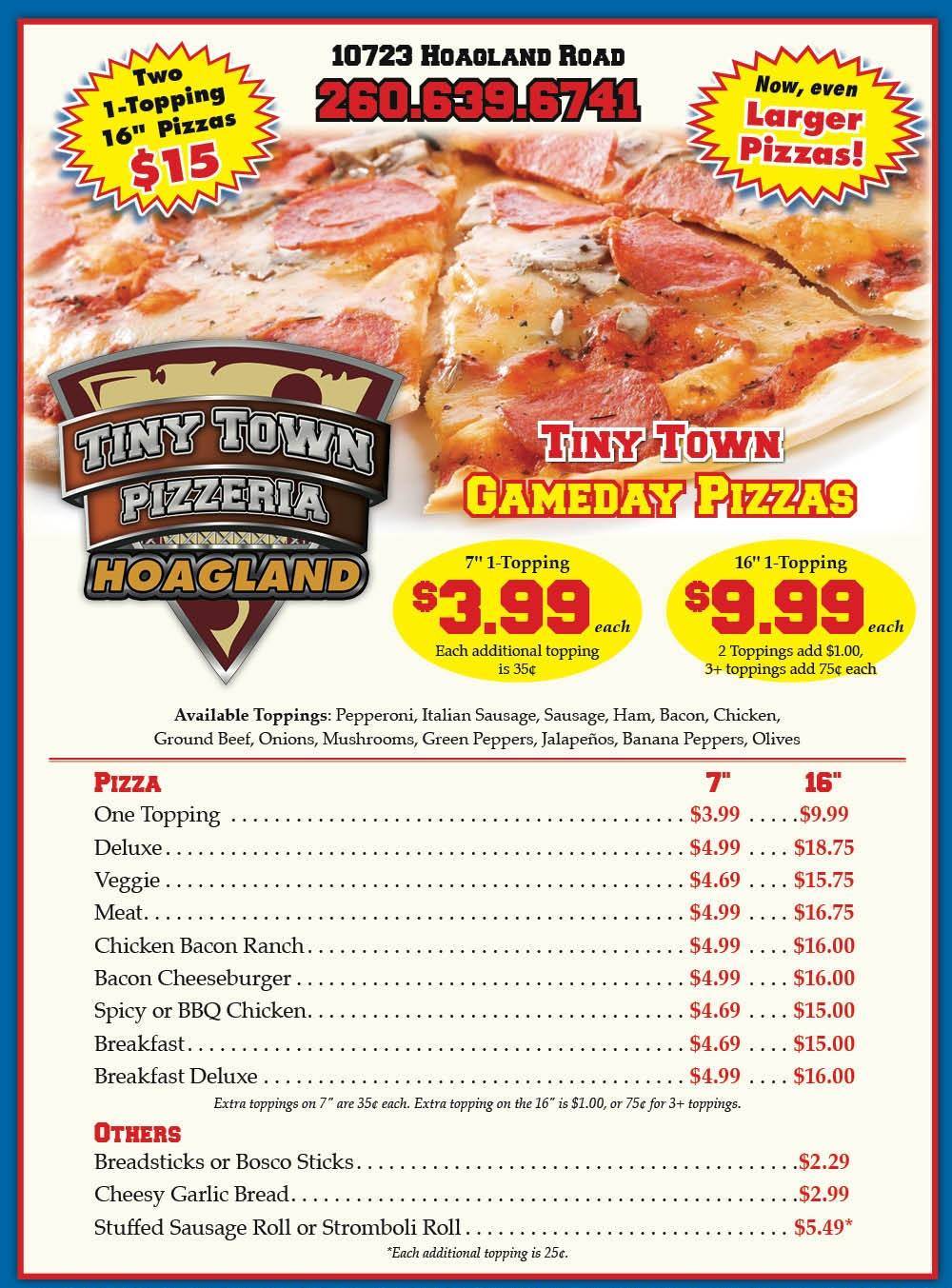 Menu at All-American #5 - Tiny Town Marathon, Hoagland