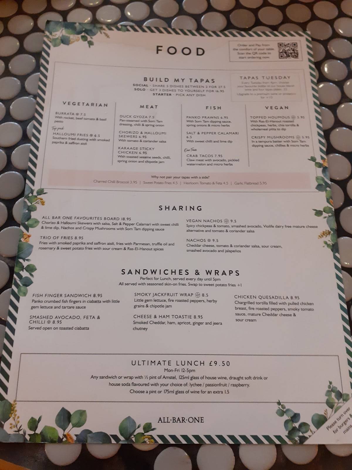 Menu at All Bar One York, York