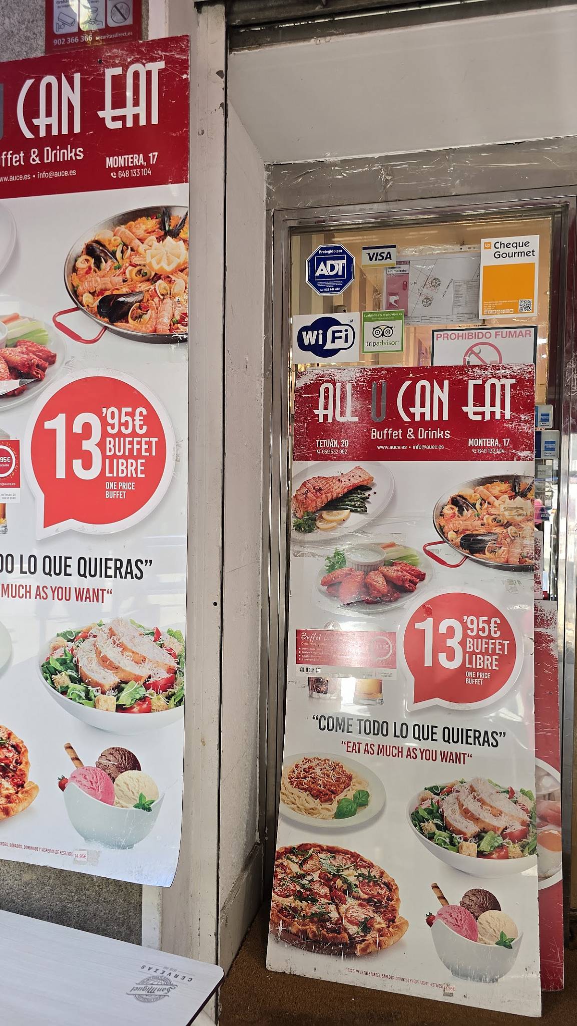 Carta del restaurante All You Can Eat, Madrid, C. del Tetuán
