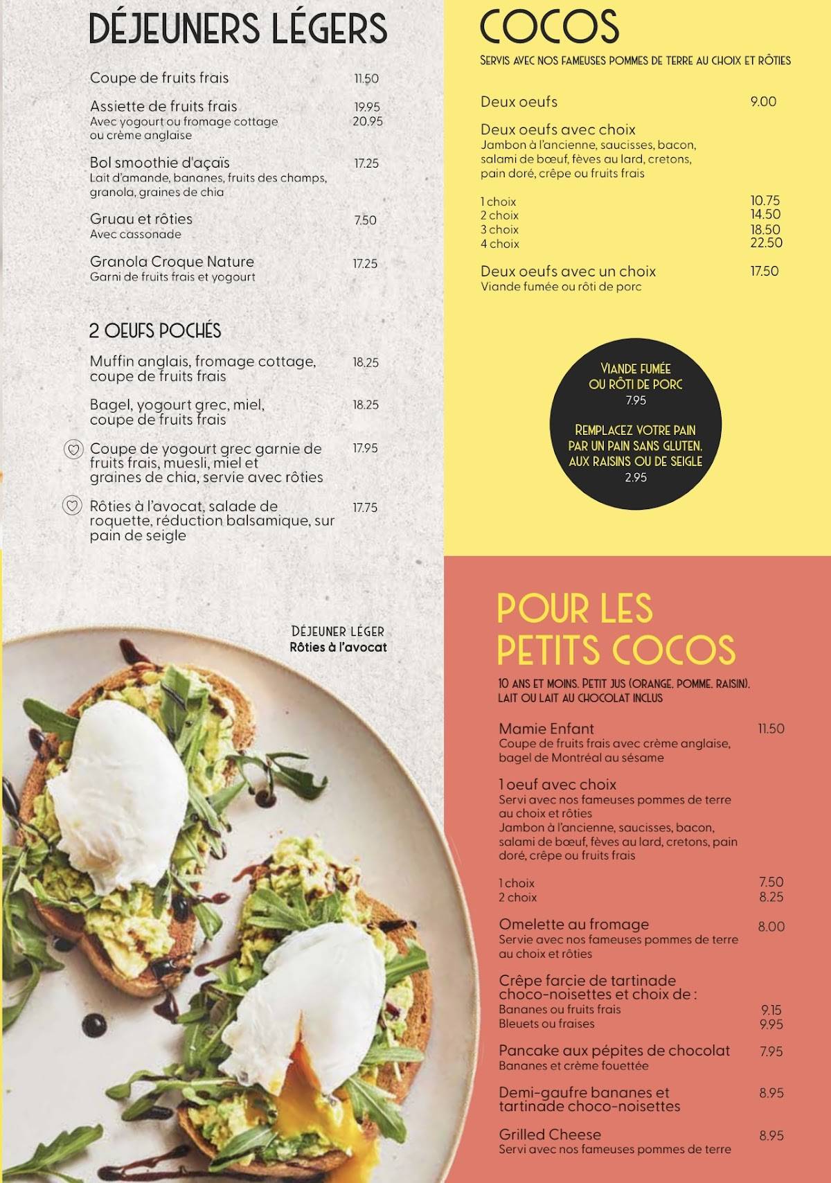 Menu au Allo mon Coco restaurant Sainte Julie Rue Leonard de Vinci