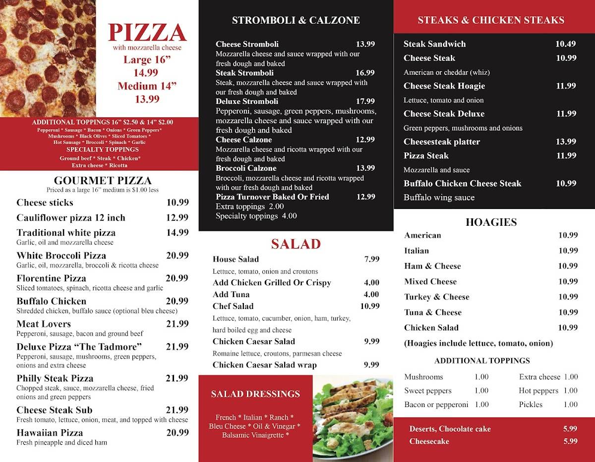 Menu at Alloway Pizza and Grill restaurant, USA
