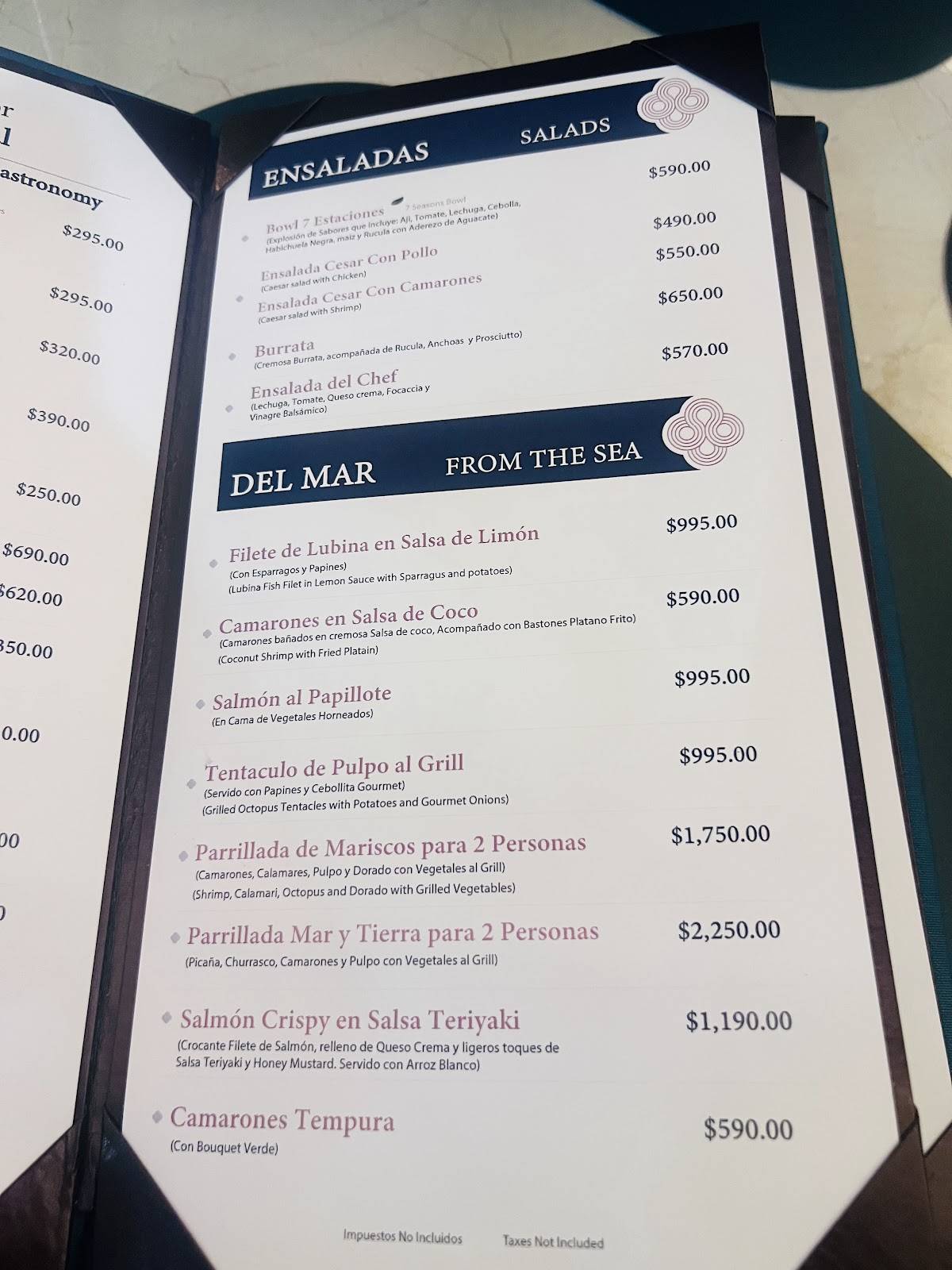 Carta de Allure Bistro Café, Santo Domingo