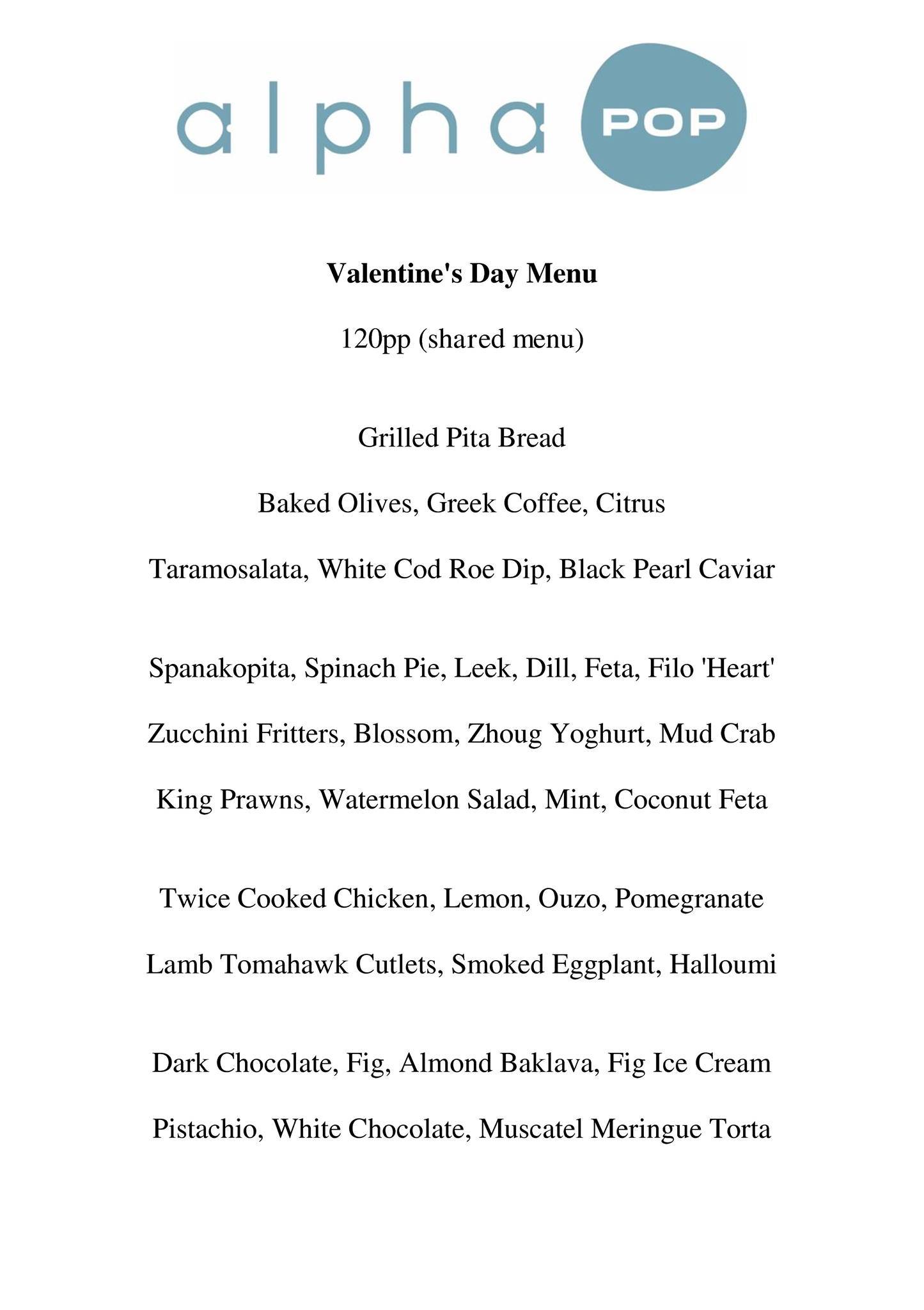 Menu at Alpha Dining restaurant, Sydney