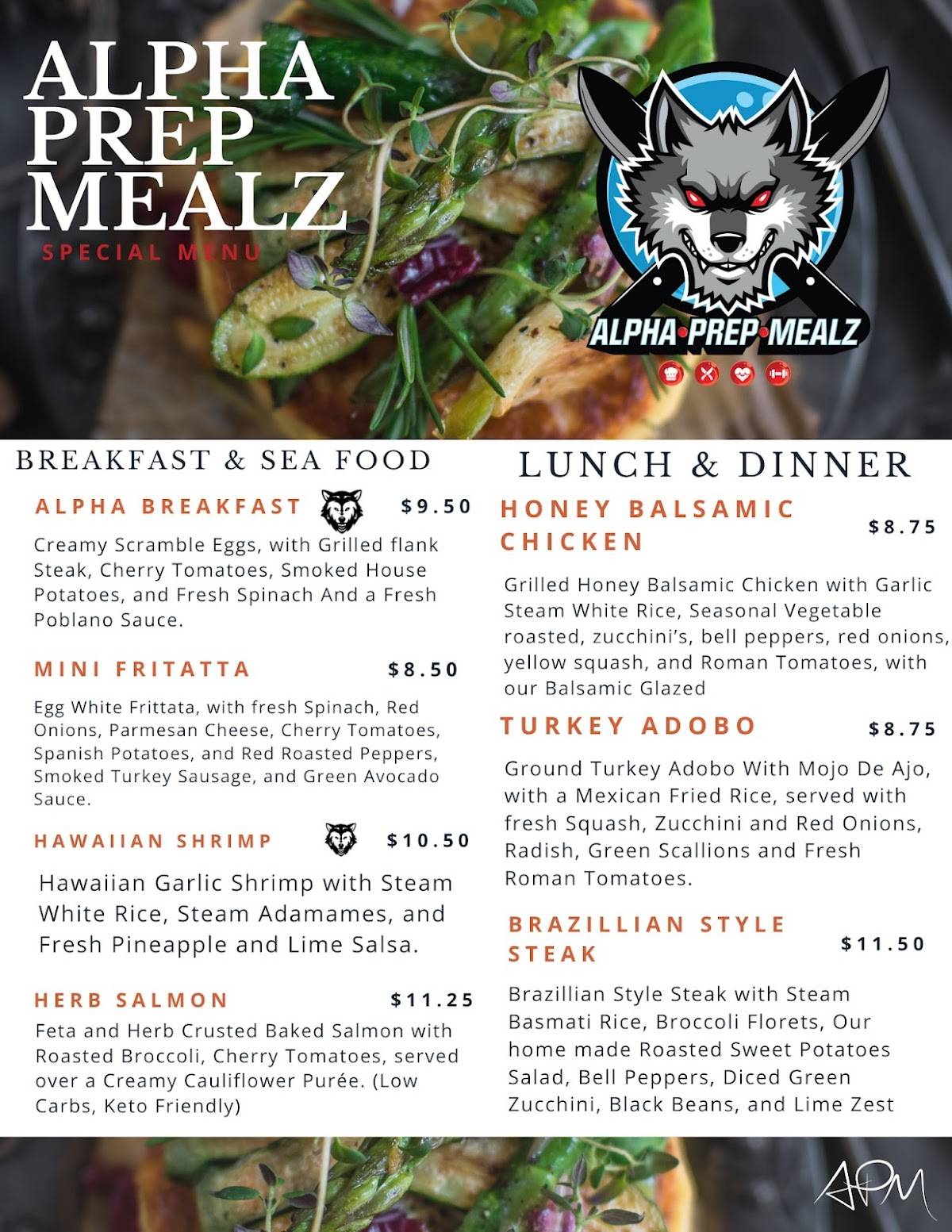 Menu at Alphaprepmealz restaurant, Lawndale