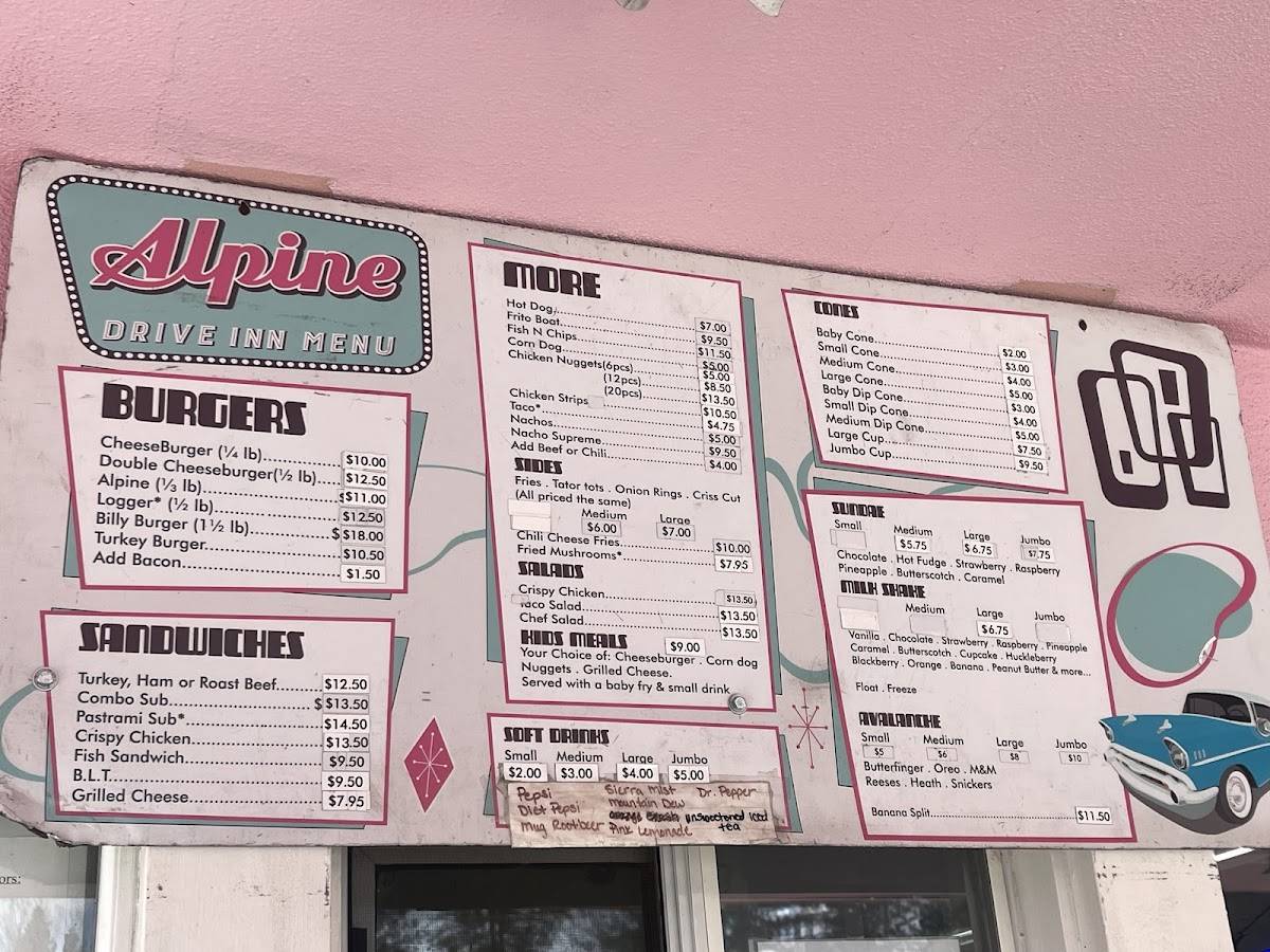 Menu at Alpine Drive Inn fast food, Burney