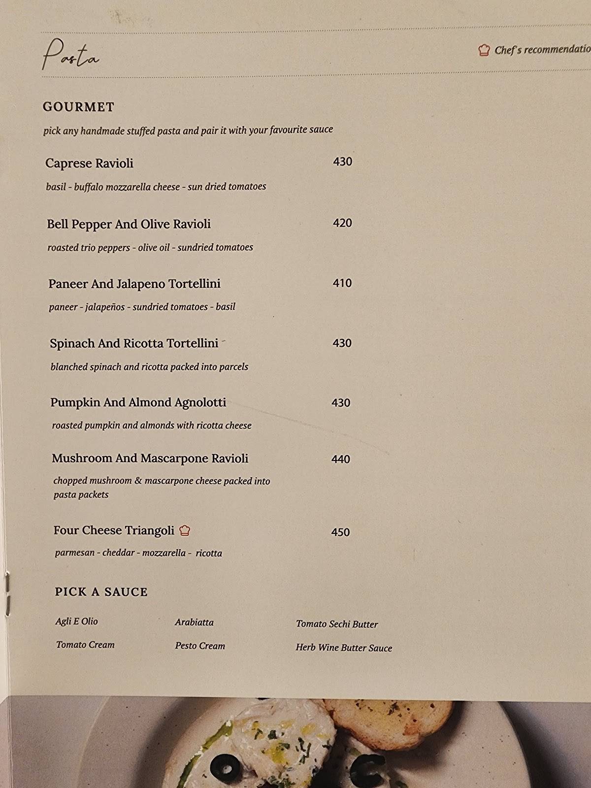Menu at Amalfi Italiana, Chennai