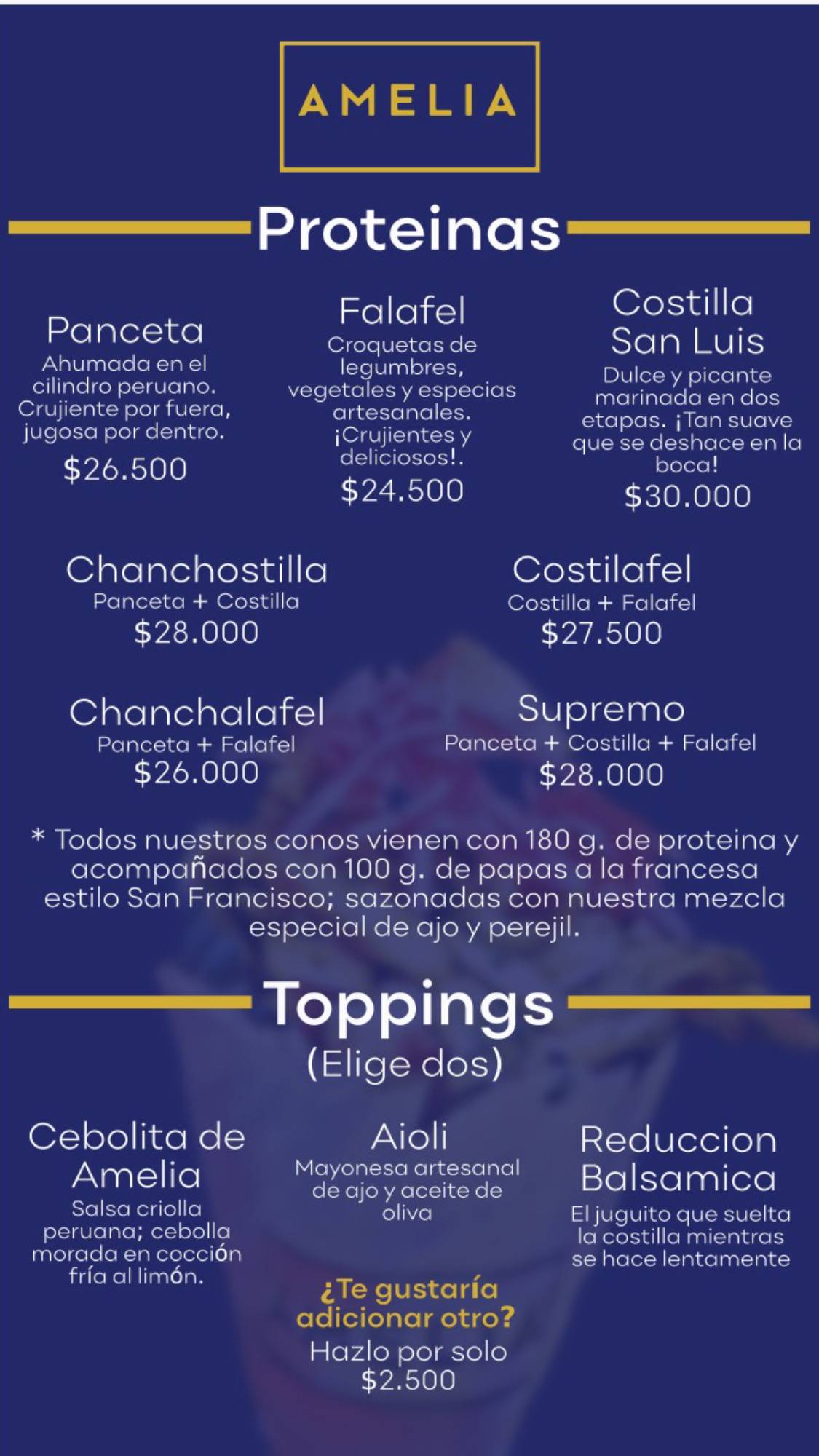 Carta de Amelia - Café Restaurante, Cali