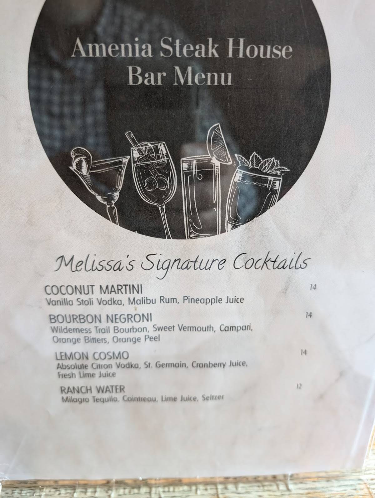 Menu at Amenia Steak House pub & bar, Amenia