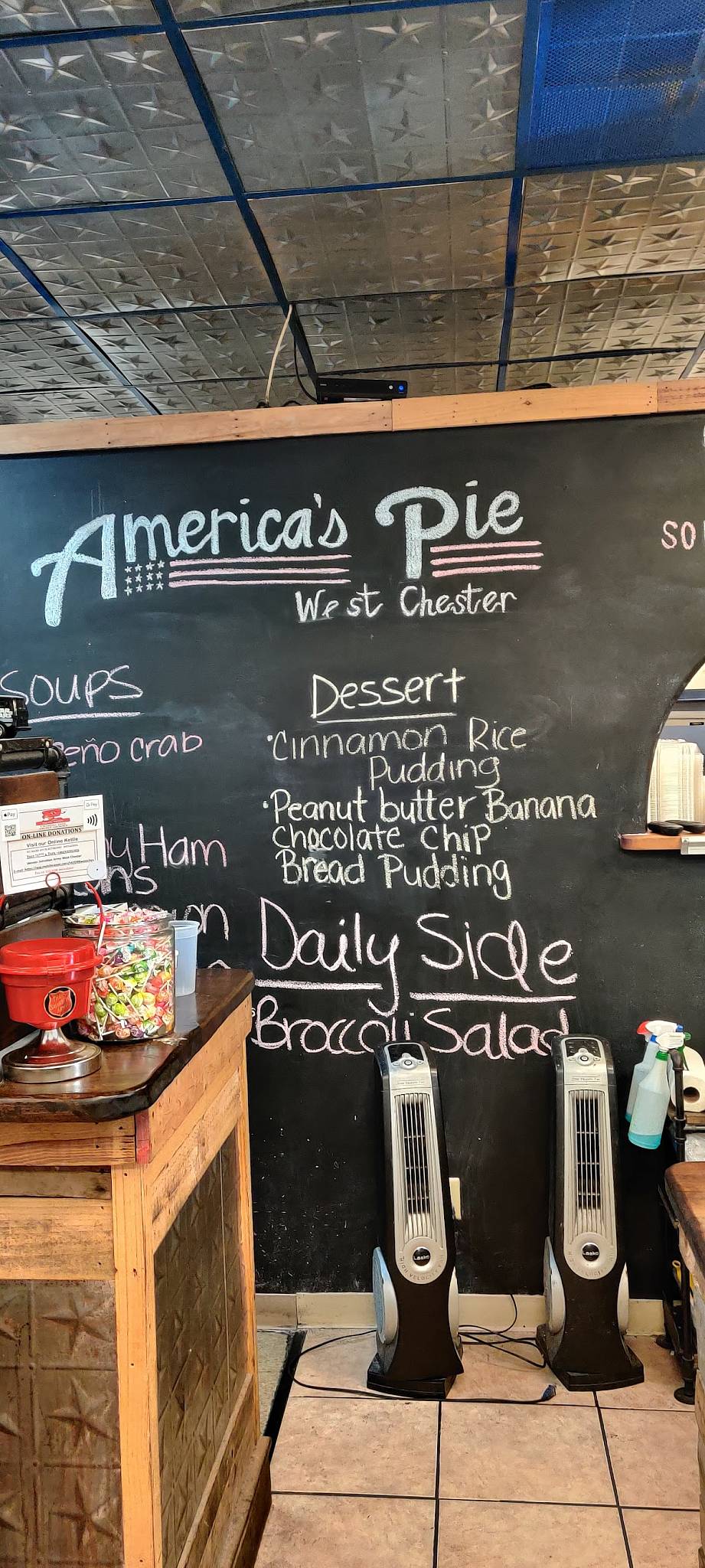 Menu at America's Pie pizzeria, West Chester