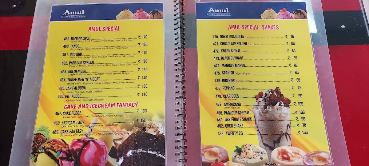Menu at Amul Ice Cream Parlour kottakkal, Changuvetty