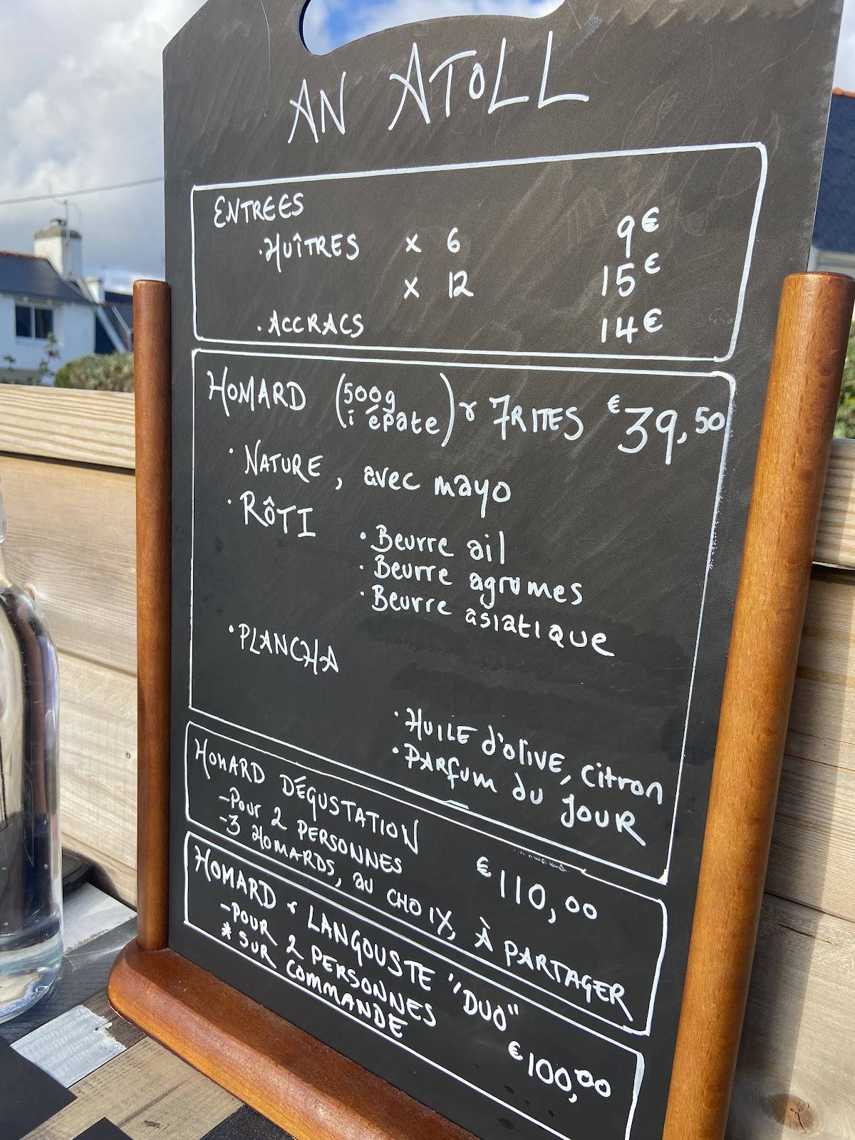 Menu at An Atoll restaurant, Guilvinec