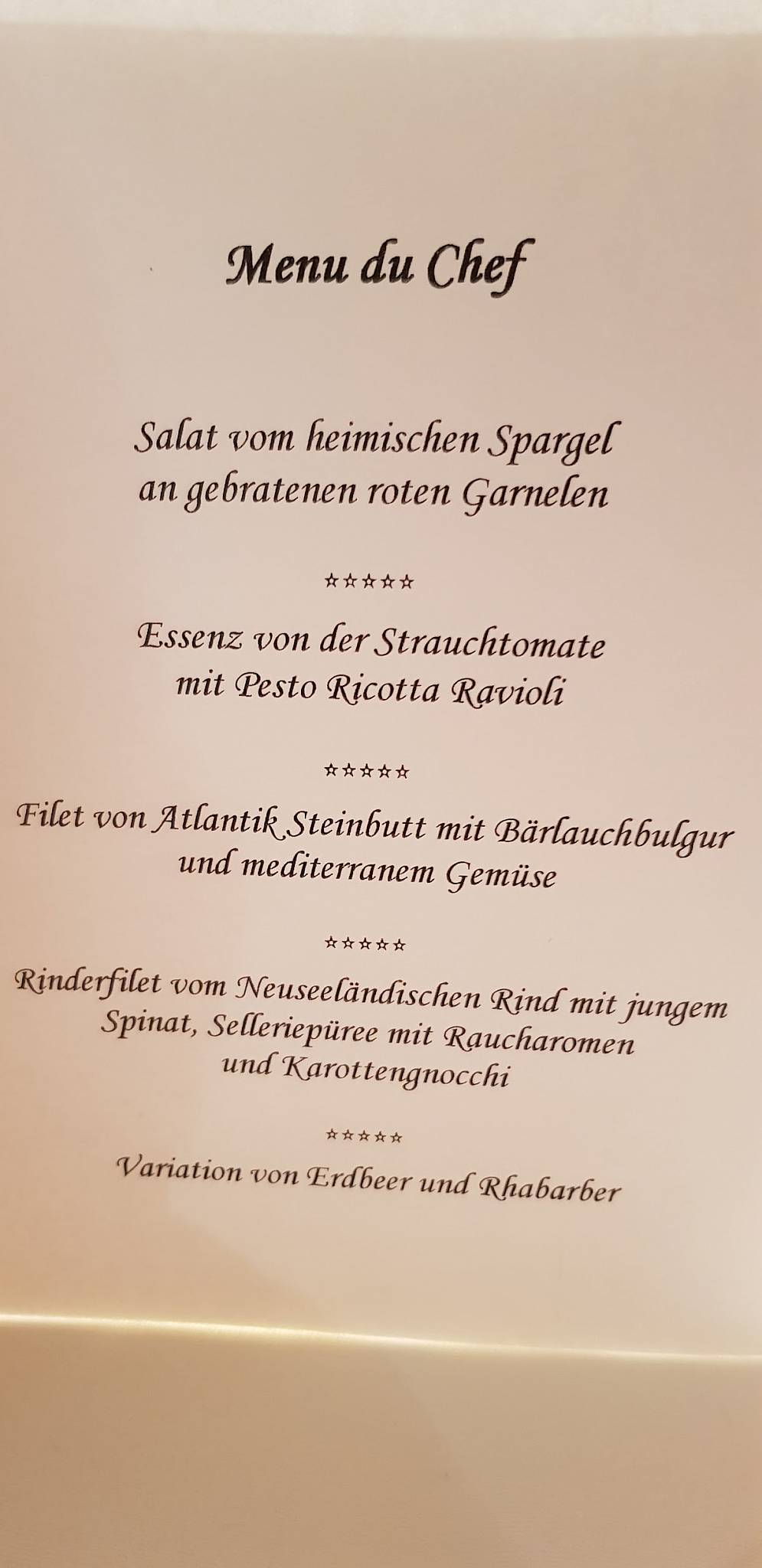 Speisekarte von Anastasia restaurant, Weimar