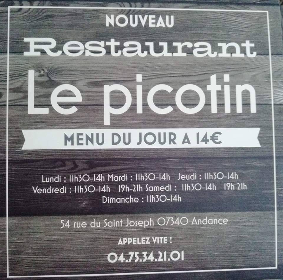 Menu au LE PICOTIN restaurant, Andance