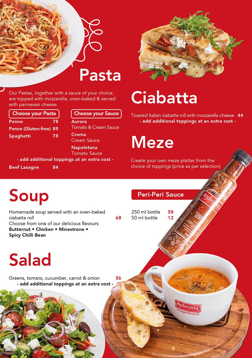 Menu at Andiccio24 Rosebank (Halaal) restaurant, Johannesburg, 15A ...