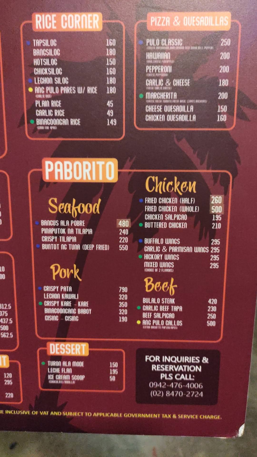 Menu at Ang Pulo Ihaw - Ihaw restaurant, Pasig