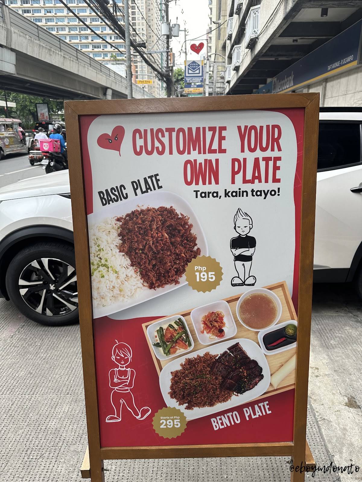 Menu at Angrydobo restaurant, Manila