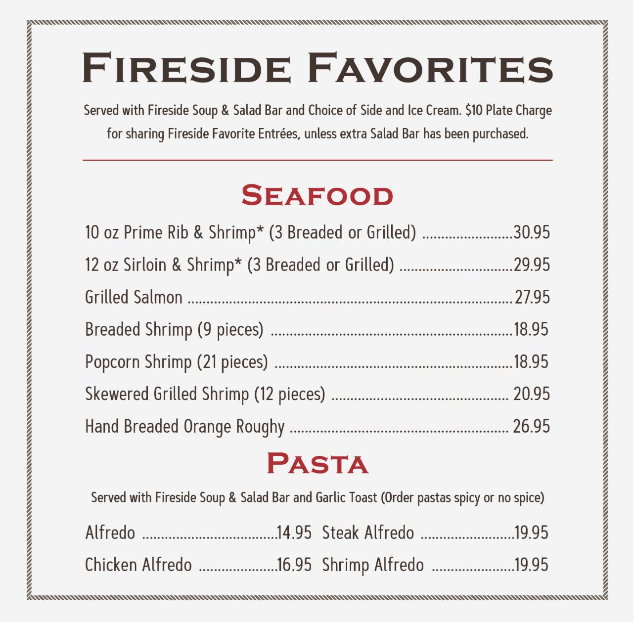 Menu at Fireside Steakhouse & Lounge, Anthon