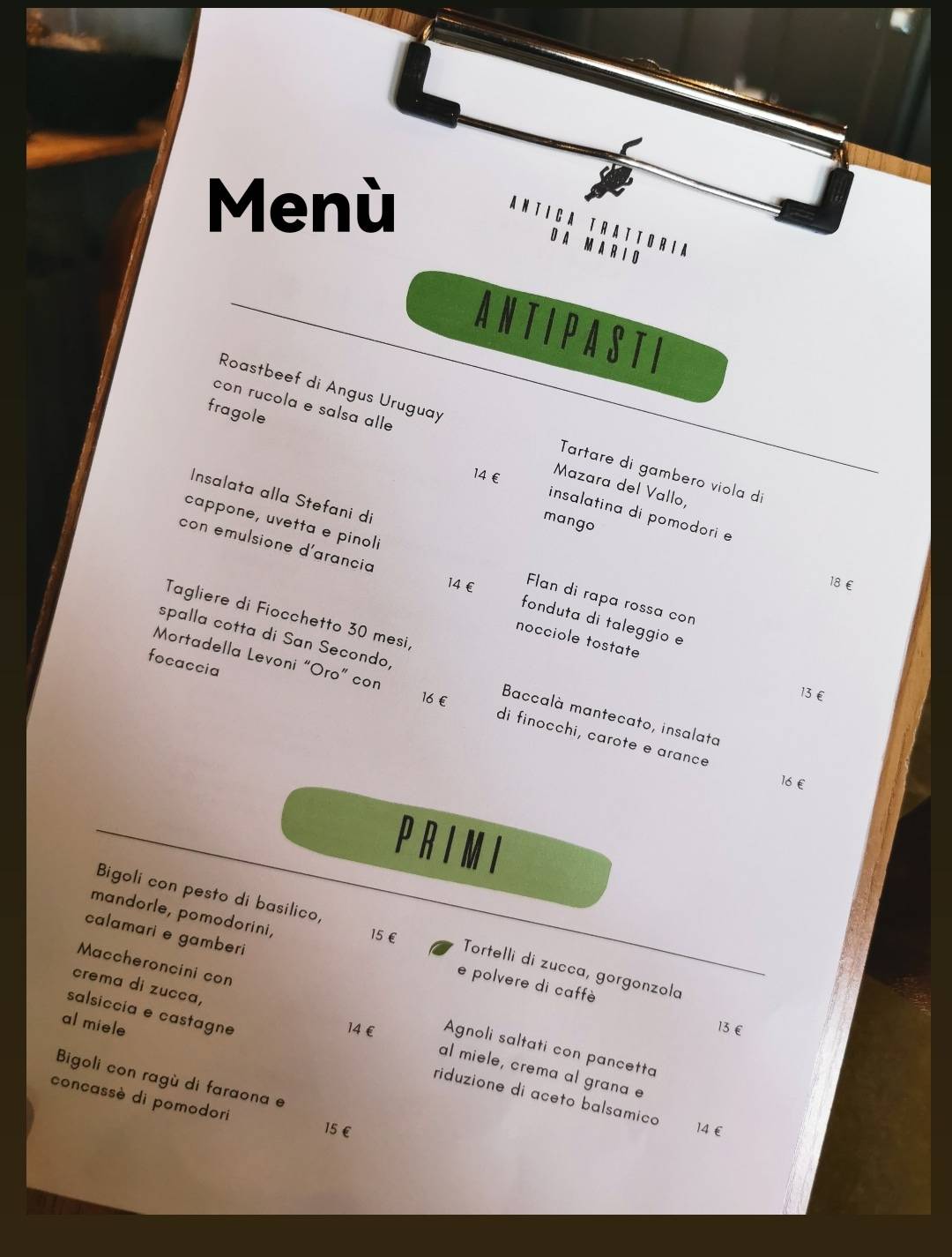 Menu da Antica Trattoria da Mario ristorante, Grazie