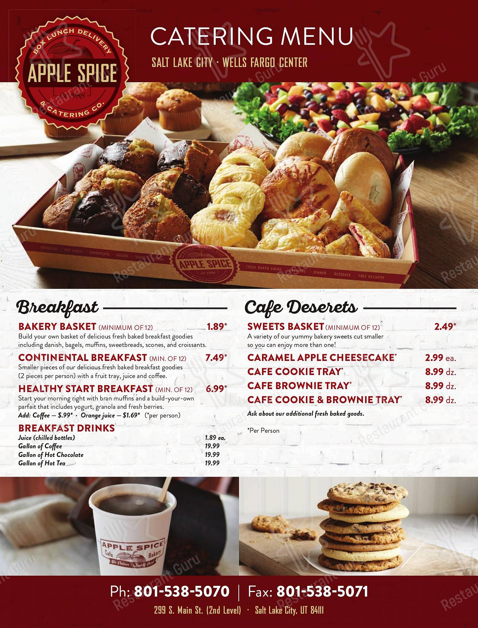 Menu at Apple Spice cafe, Salt Lake City, 299 S Main St