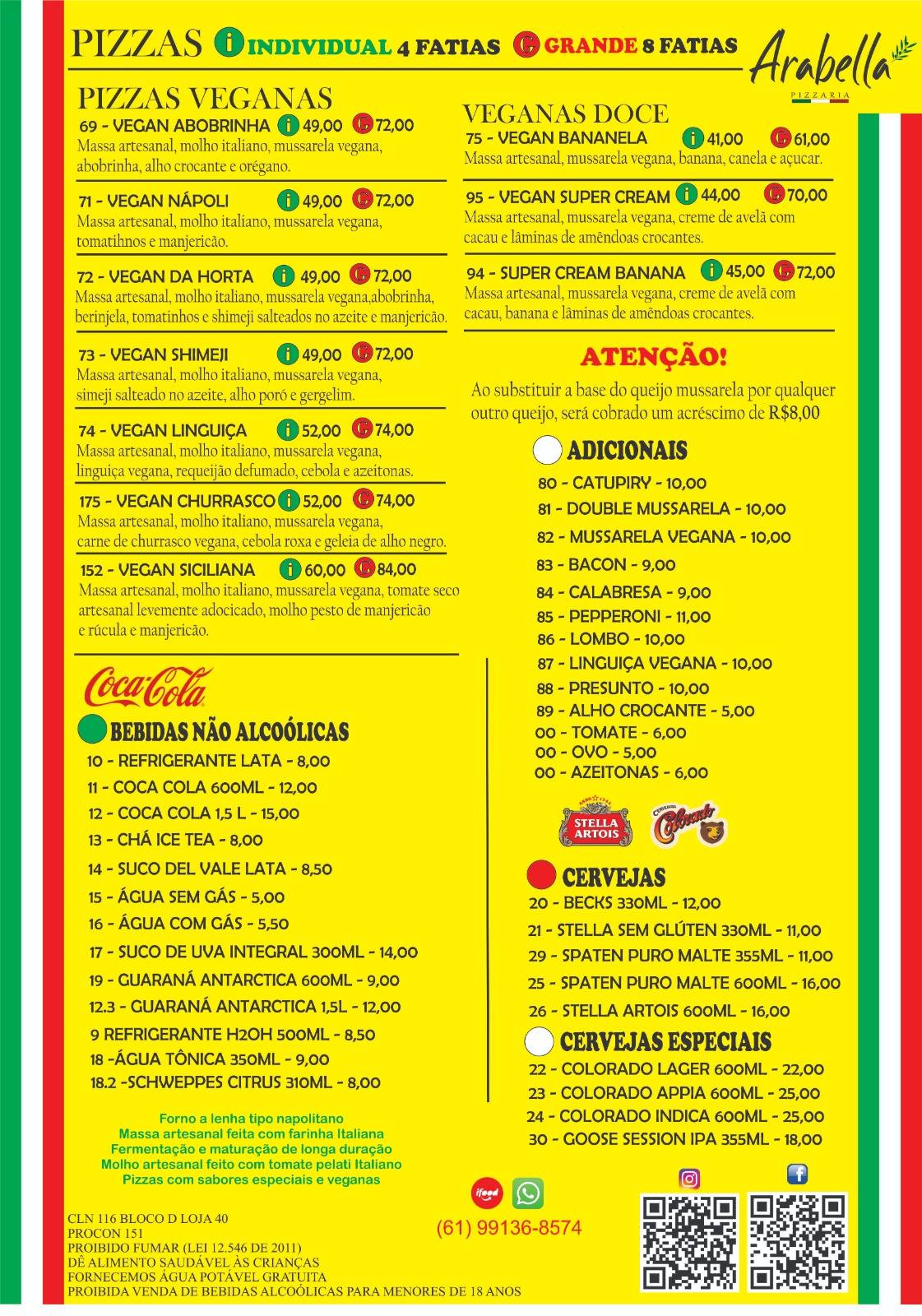 Menu em Arabella Pizza Artesanal - Asa Norte restaurante, Brasília