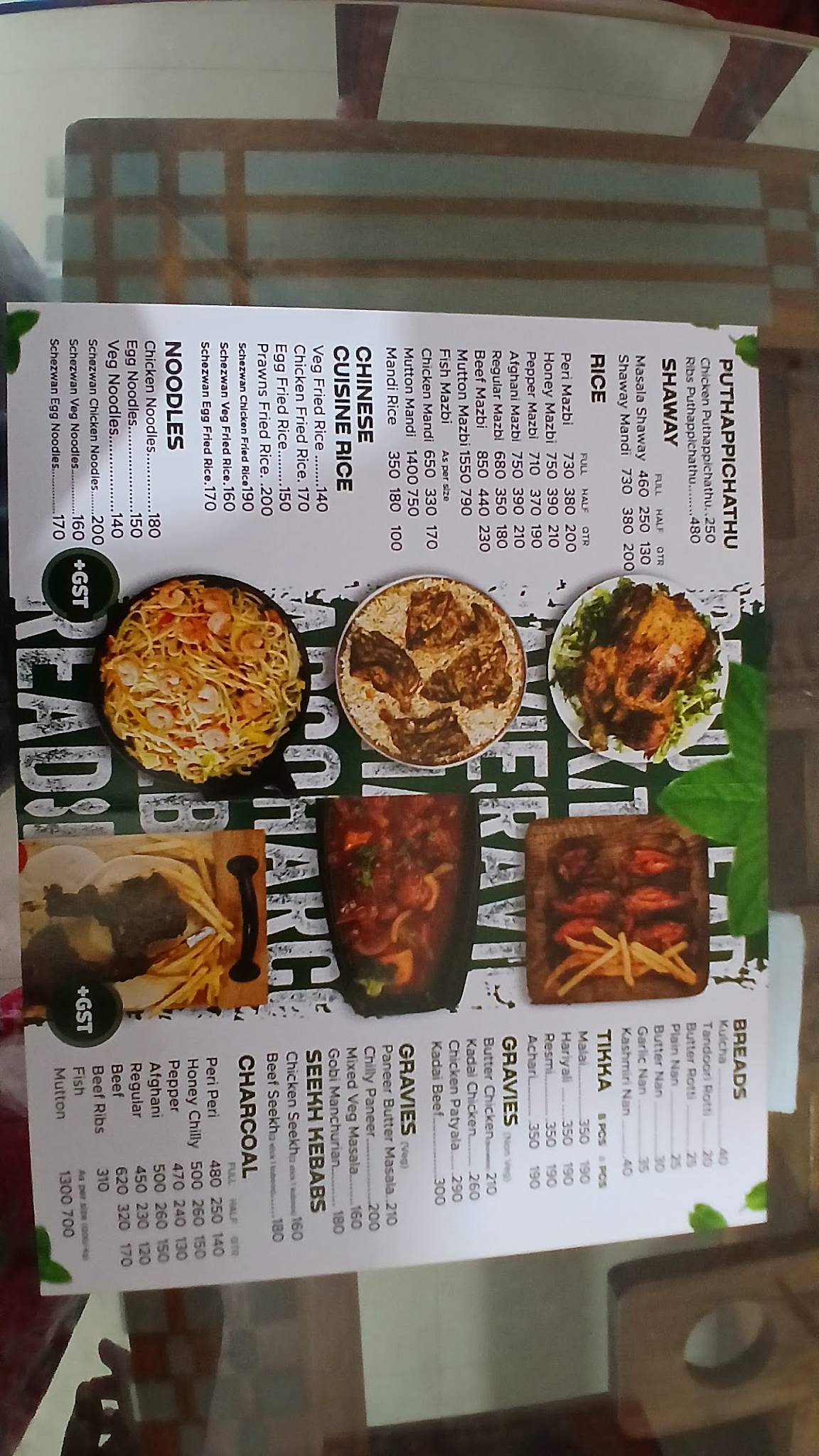 Menu at Arabian Majlis, Edakkara